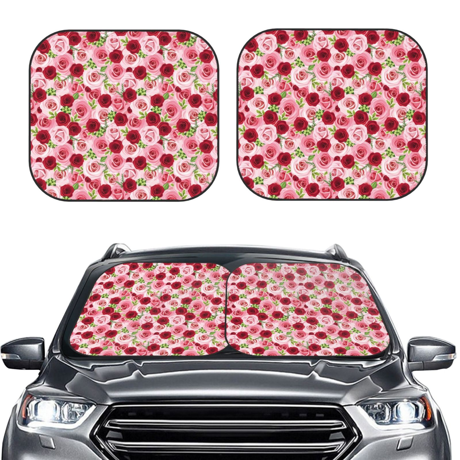 Picia Rose Flowers 2 Piece Car Windshield Sun Shade Foldable | Foldable ...