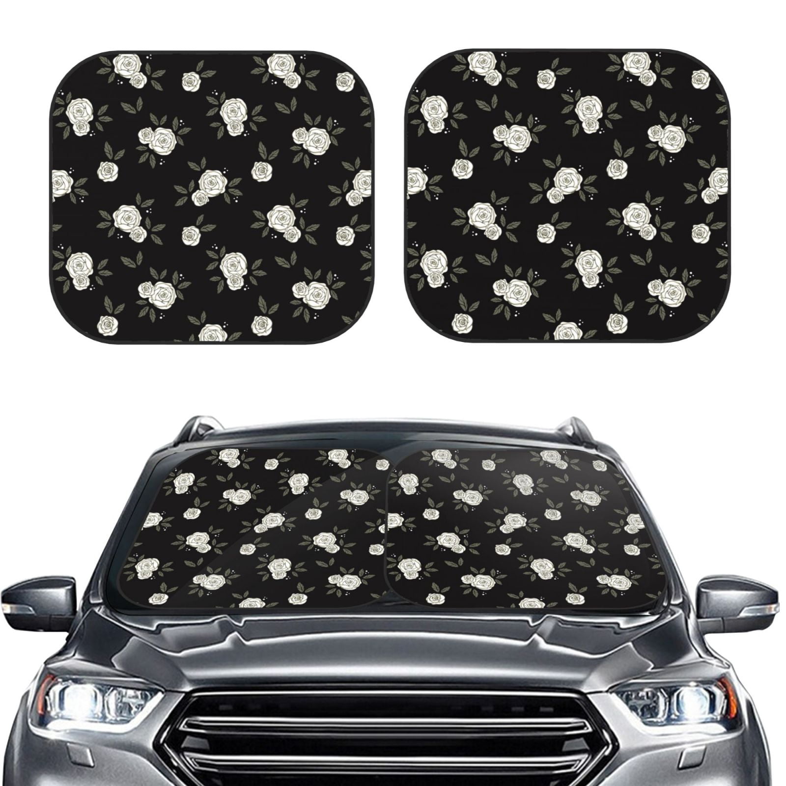Picia Rose Flowers 2 Piece Car Windshield Sun Shade Foldable | Foldable ...