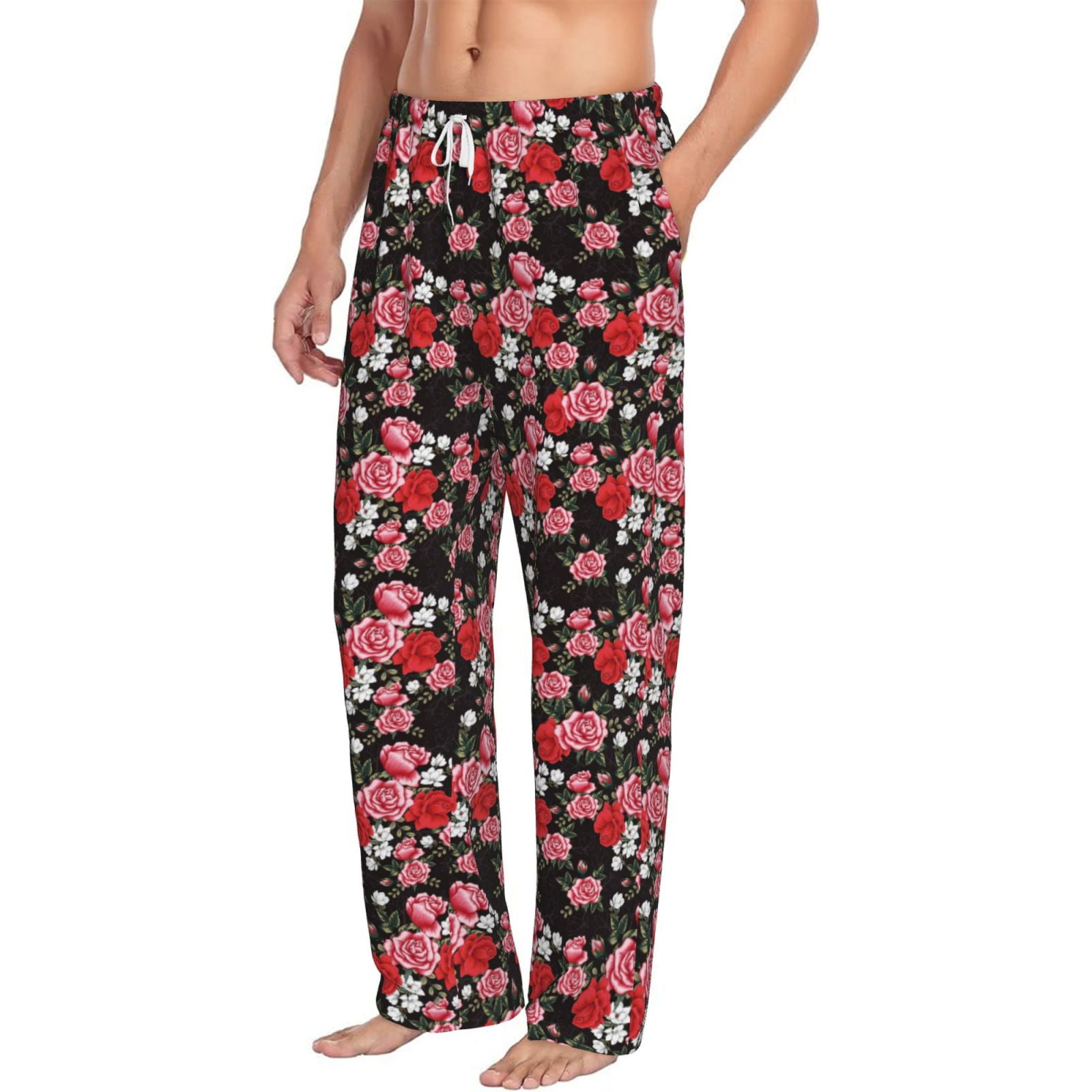 Picia Rose Flowers Mens Soft Woven Cotton Elastic Waistband Sleep ...