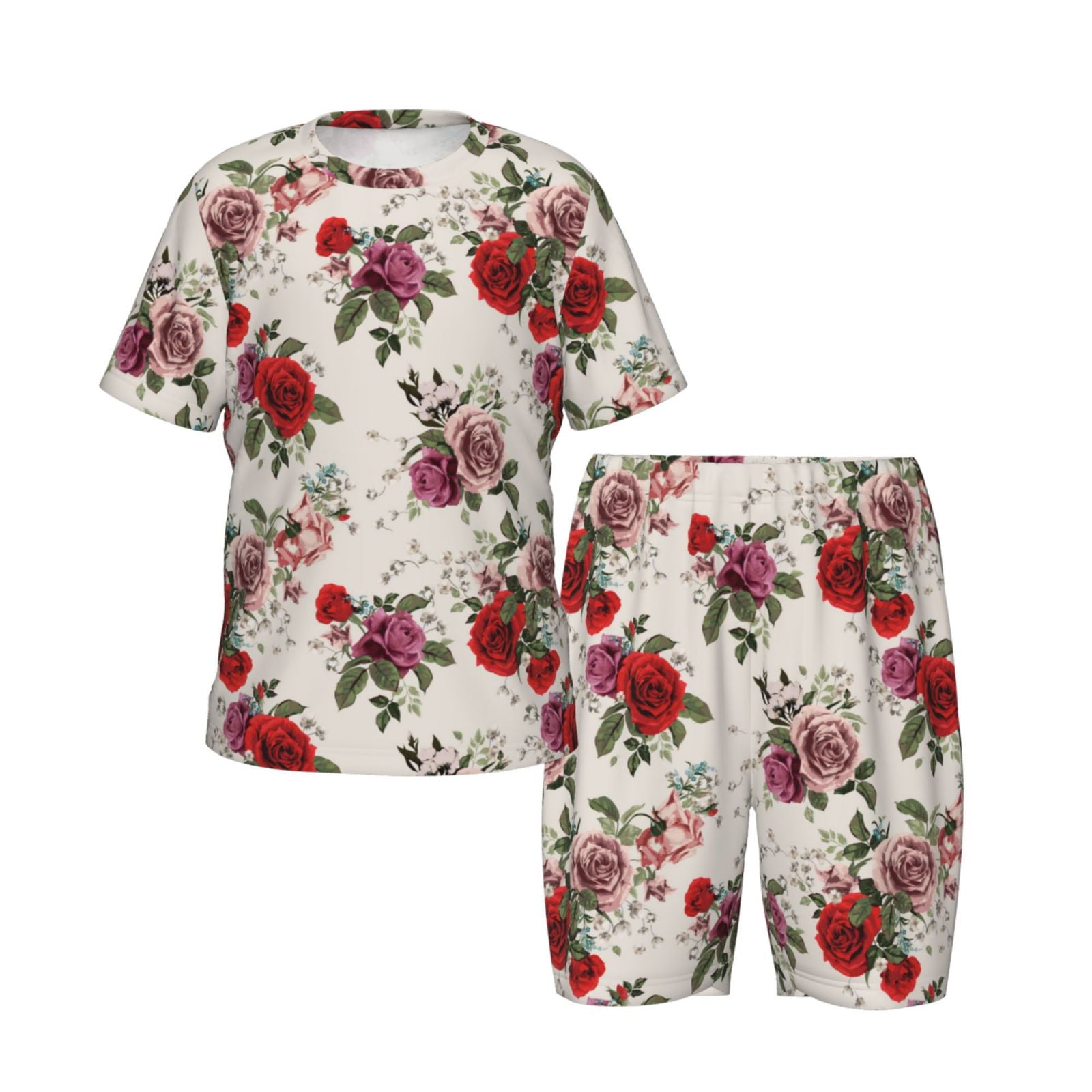 Picia Rose Flowers Printed Boys' Kids-PJ Snug Fit Cotton Short Sleeve ...