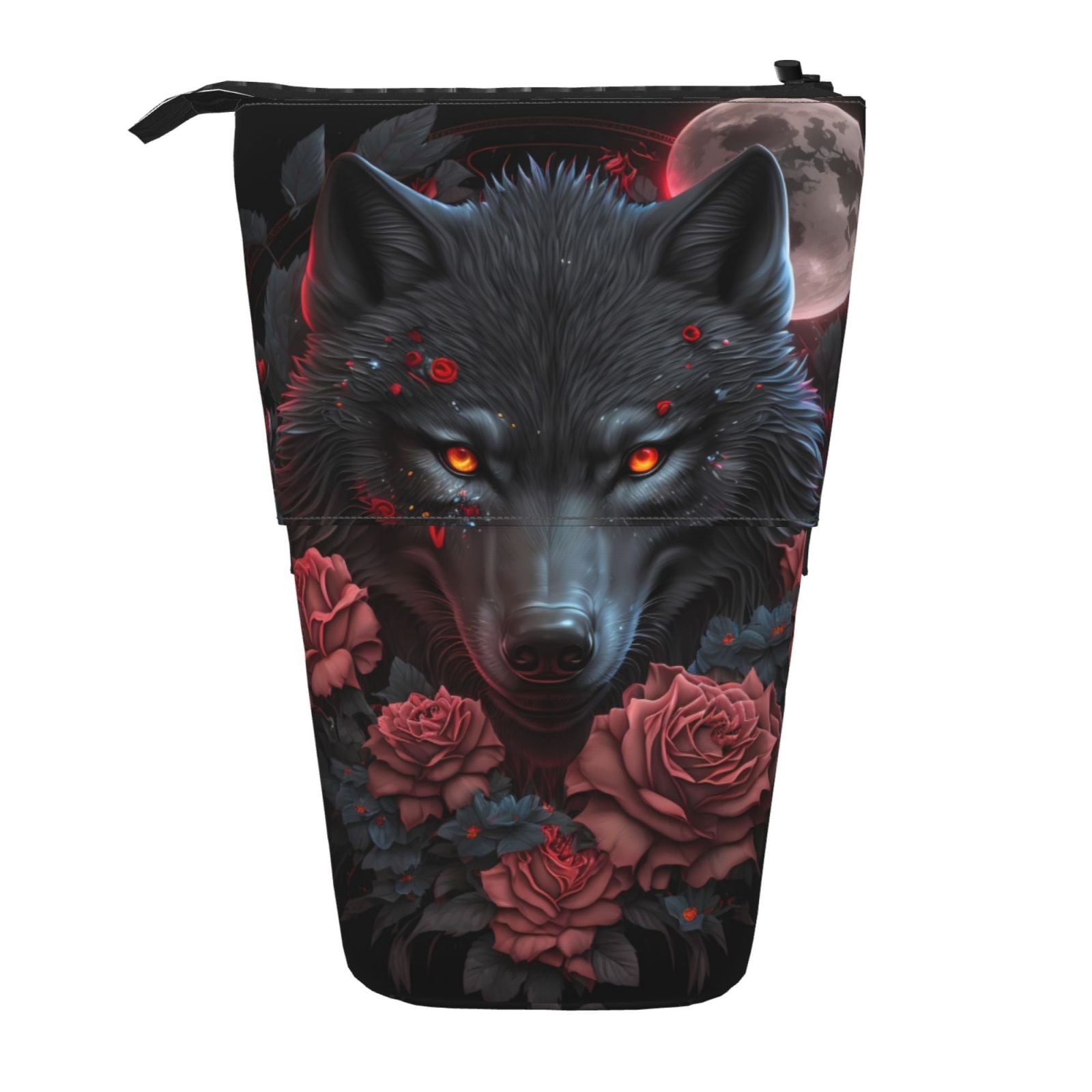Picia Rose Full Moon Black Wolf Print Telescopic Pencil Case ...