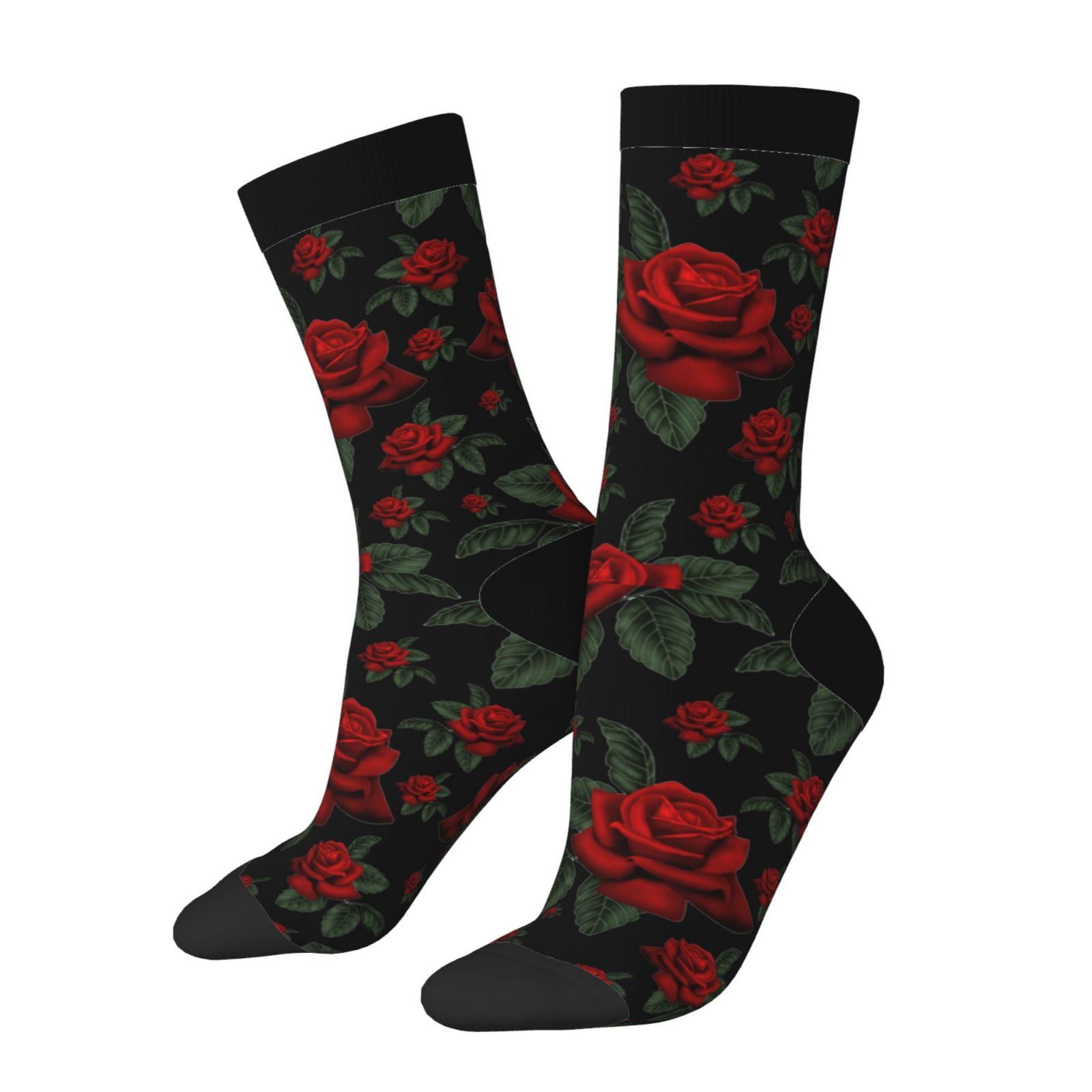 Picia Roses Print Athletic Socks for Men & Women – Cushioned Moisture ...