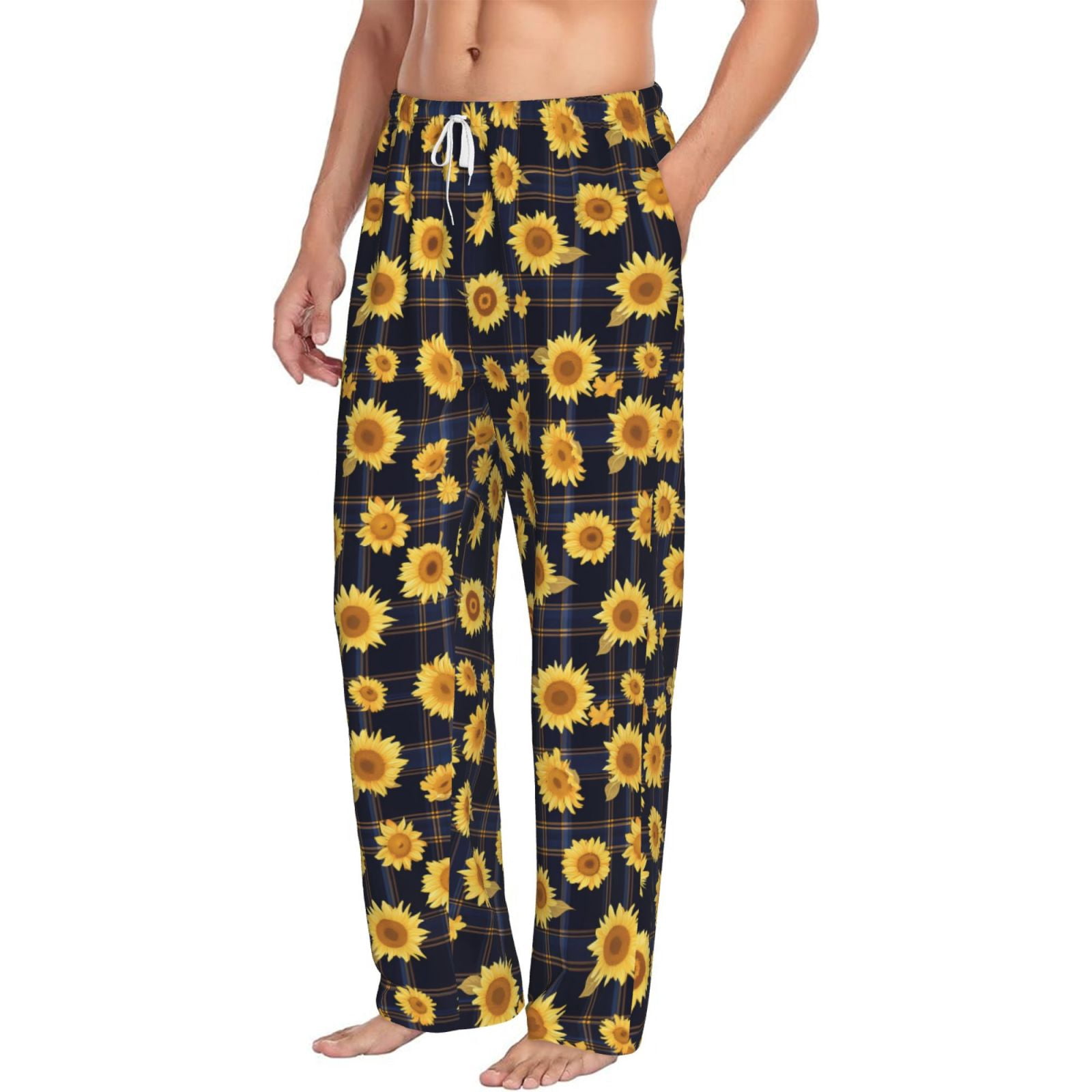Picia Royal Blue Plaid Sunflower Mens Soft Woven Cotton Elastic ...