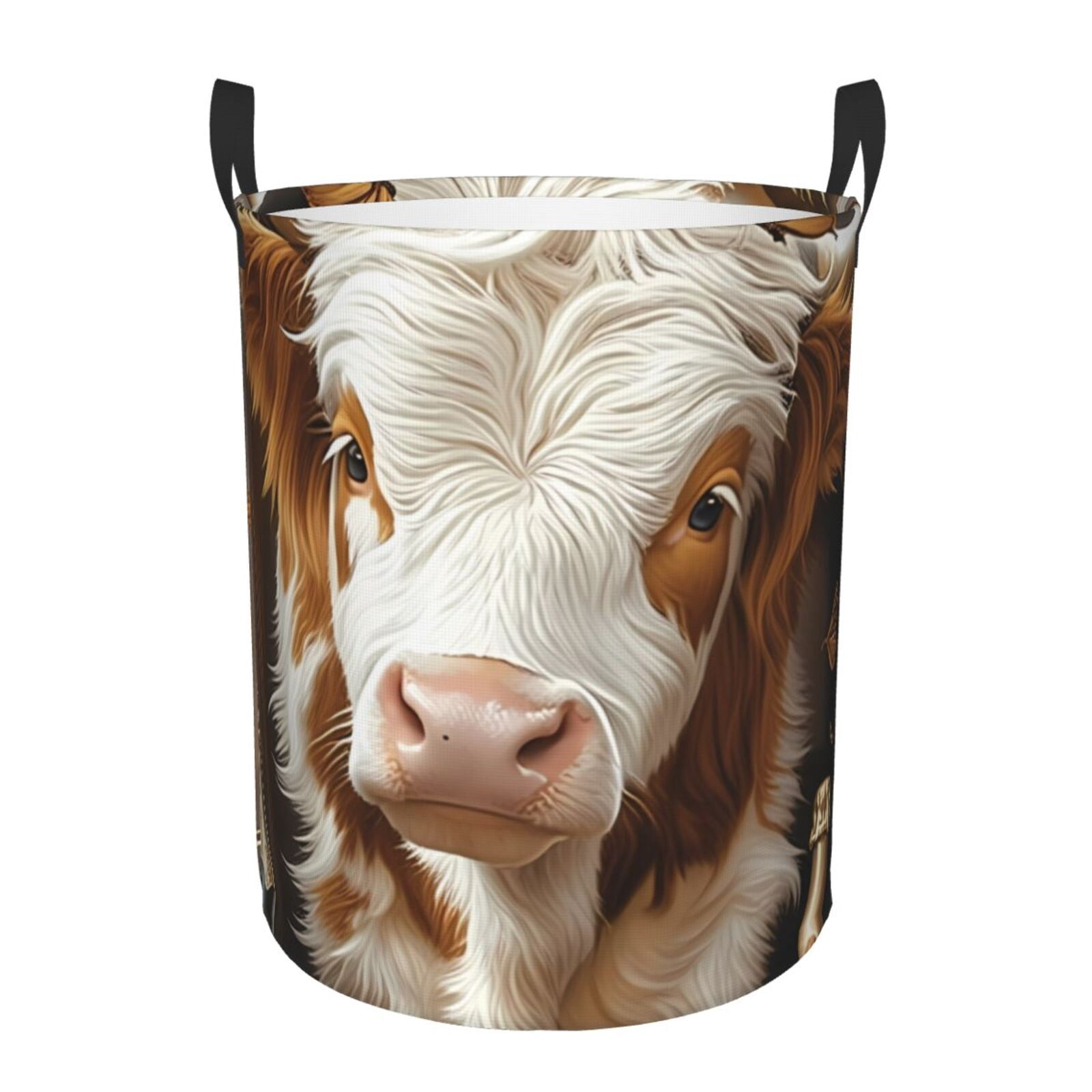 Picia Rustic Cow Butterflies Champagne Pattern Large Laundry Basket ...