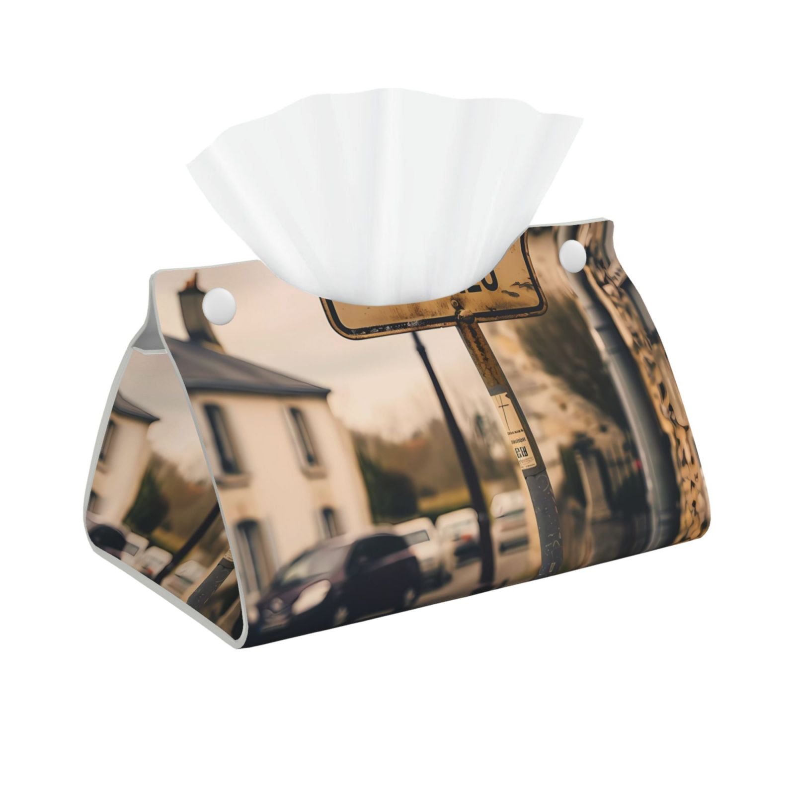 Picia Rustic French Signpost Pattern Long Tissue Box Cover,PVC Leather ...
