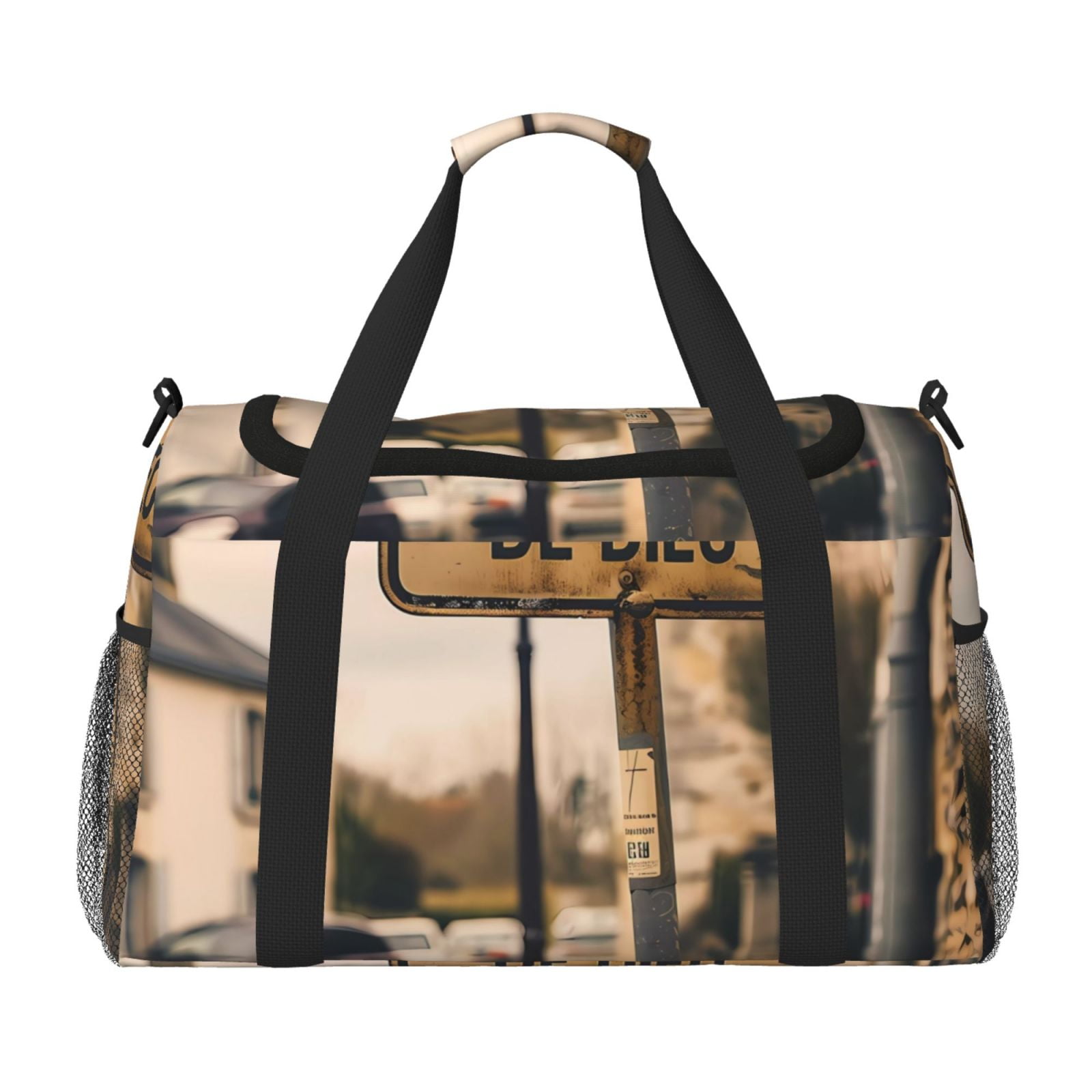 Picia Rustic French Signpost Print Travel Duffle Bag,Weekender Bags for ...