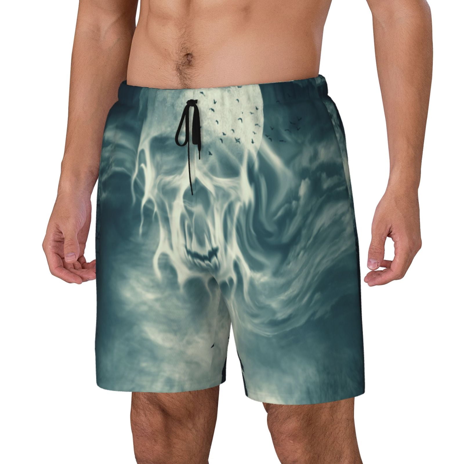 Picia Scary Moon And Clouds pattern Mens Swim Trunks with Compression ...