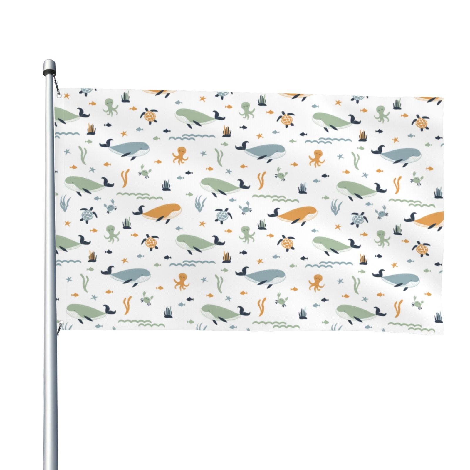 Picia Sea Creatures Printed Flag ,Sea Creatures Pattern Garden Flag ...