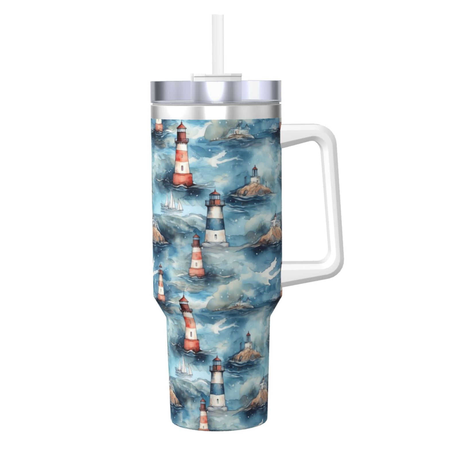 Picia Sea Marine And Lighthouse Pattern 40oz Ice Bully Insulated ...