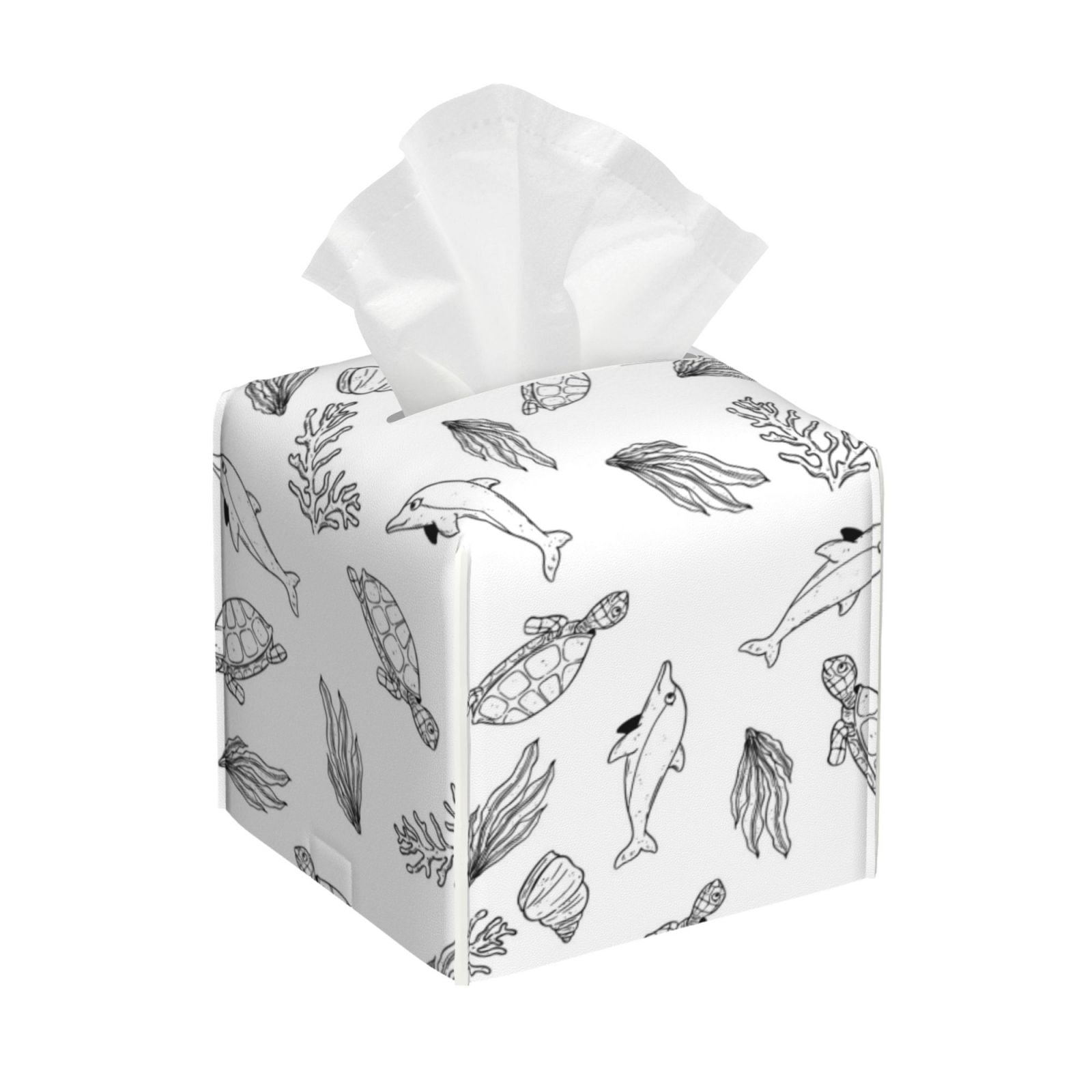 Picia Sea Turtle Pattern Tissue Box Cover,PVC Leather Square Holder ...