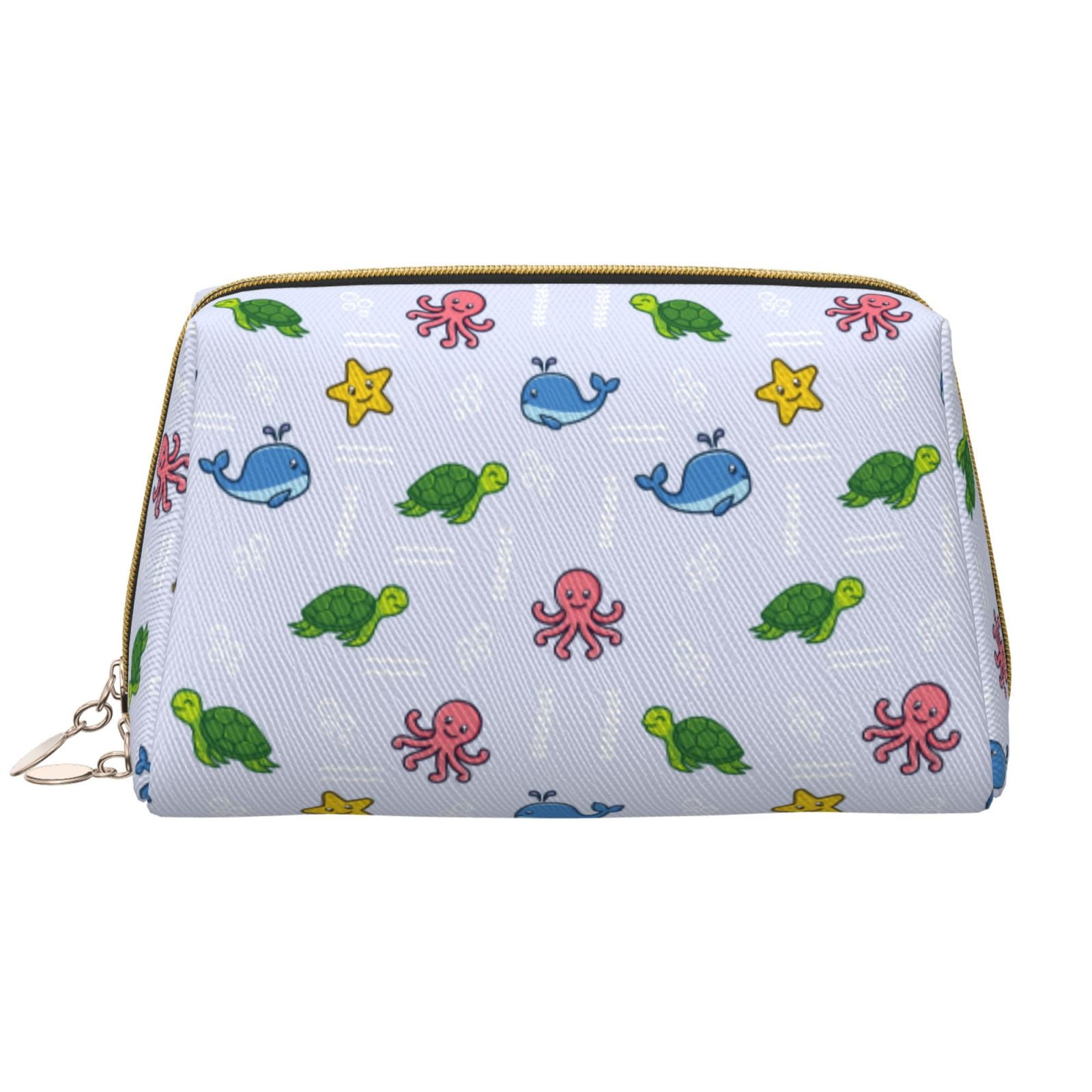 Picia Sea Turtle Whale Print Leather Makeup Bag Make Up Bag Travel ...