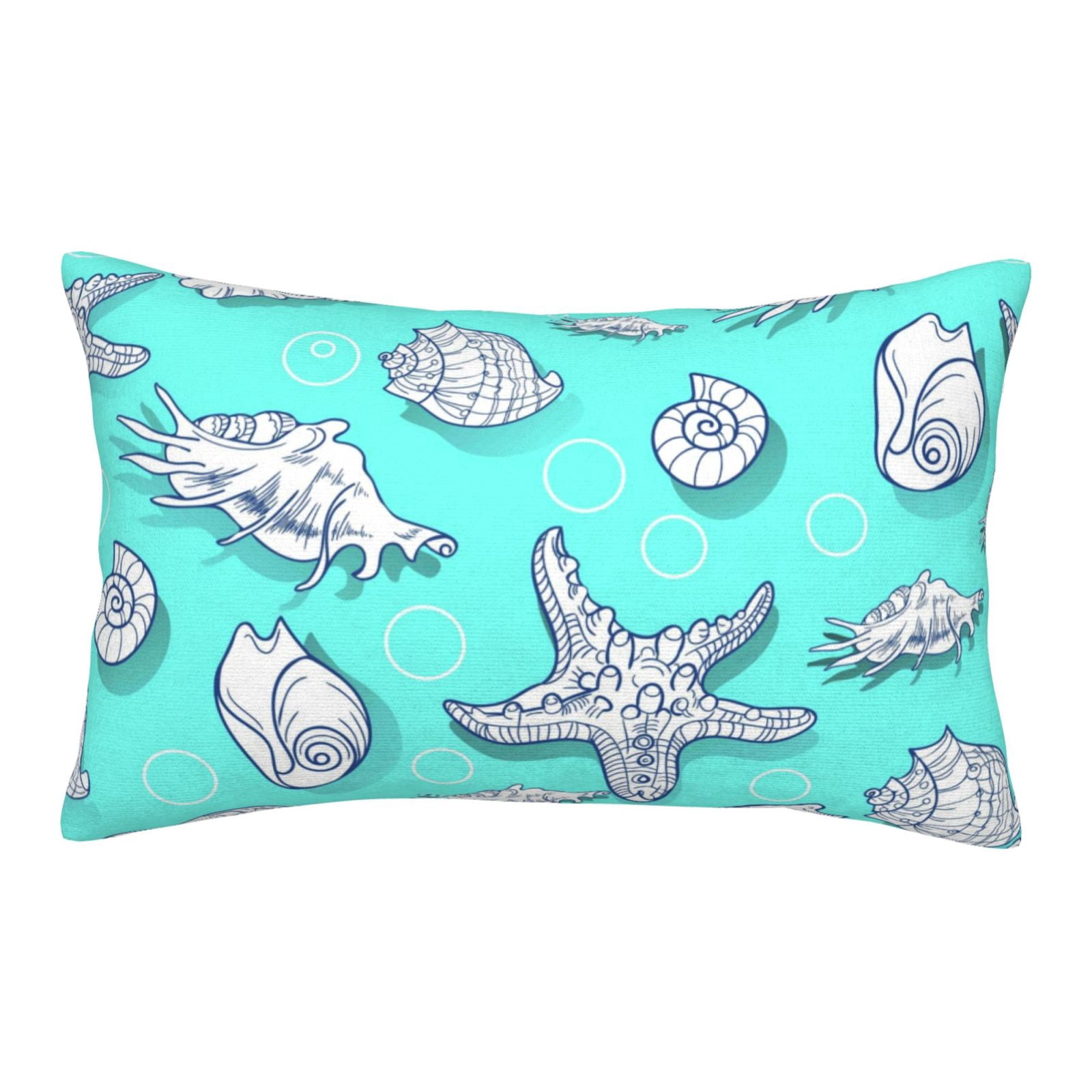 Picia Seashell And Starfish Pattern Plush Pillow Case – Soft and Cozy ...