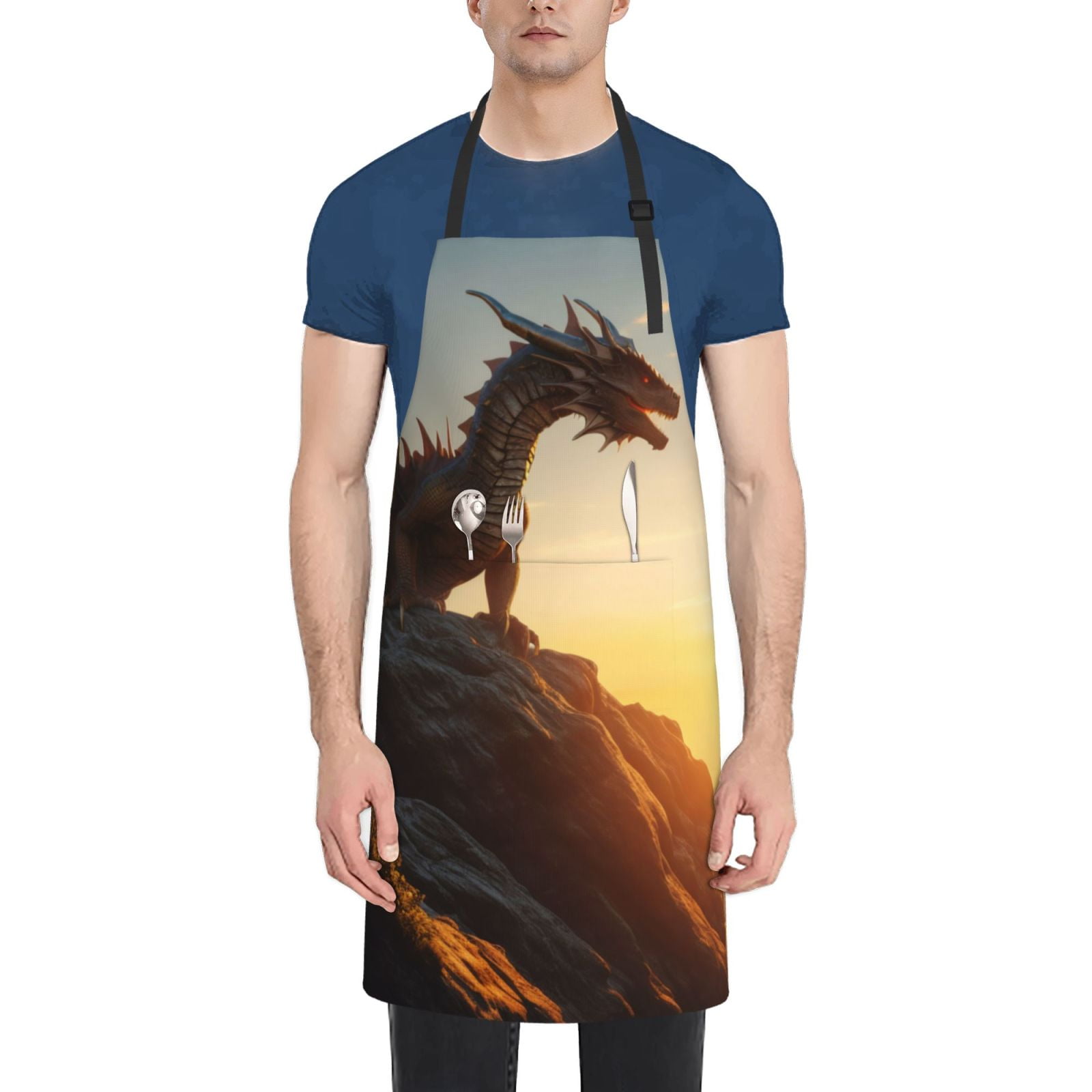 Picia Seaside Sunset Cool Dragon Waterproof Apron for Unisex Adult ...