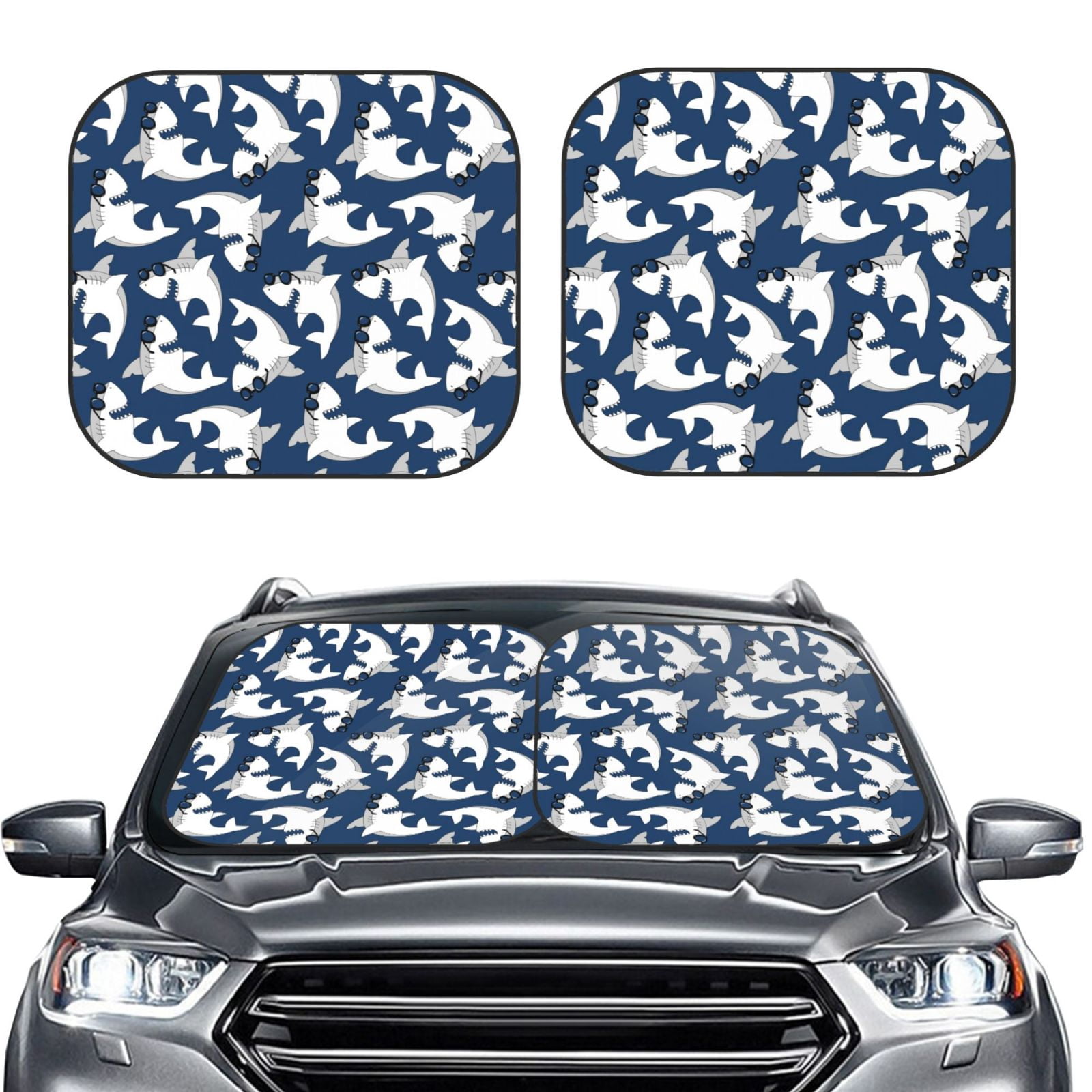 Picia Shark 2 Piece Car Windshield Sun Shade Foldable | Foldable Sun ...