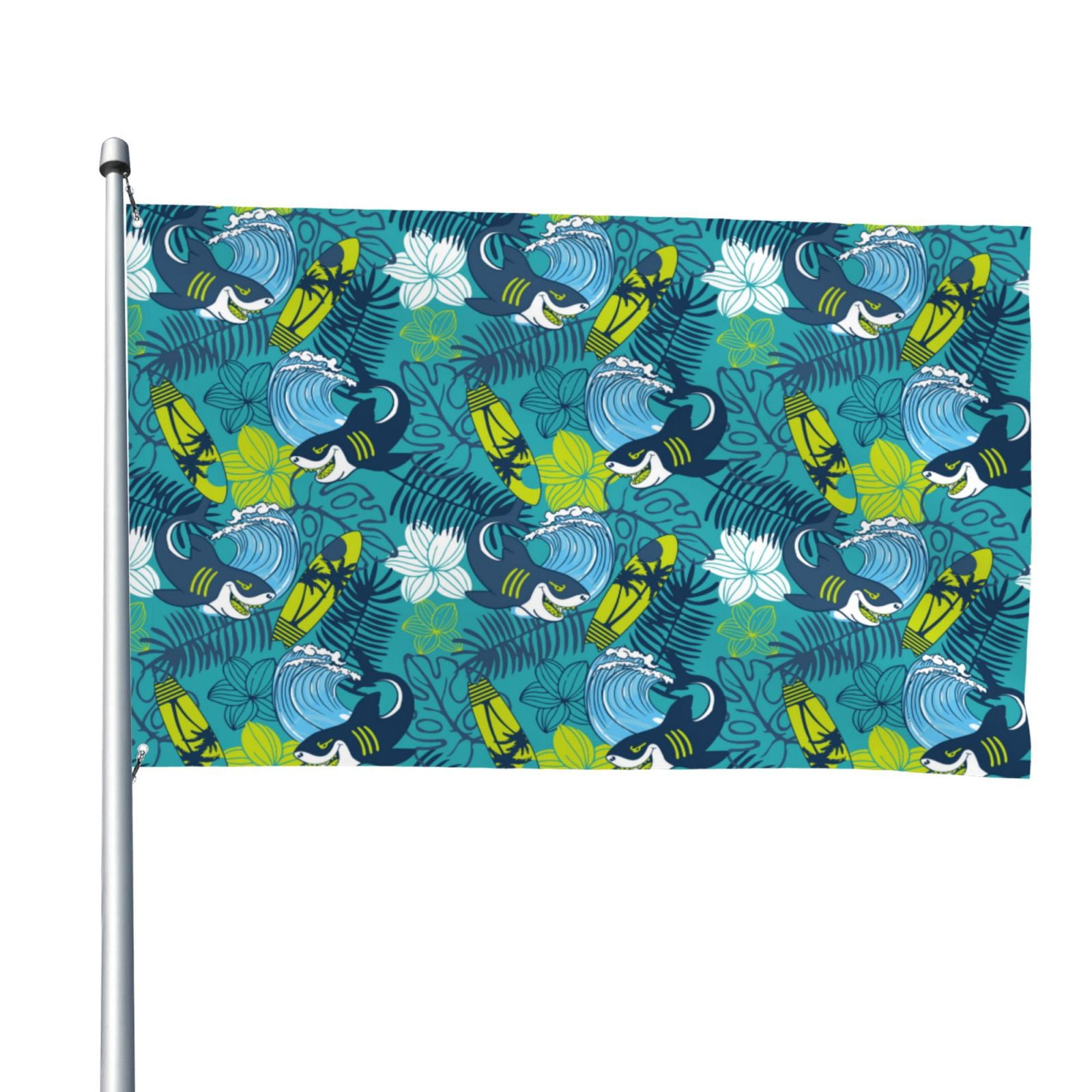 Picia Shark And Leaves Printed Flag ,Shark And Leaves Pattern Garden ...