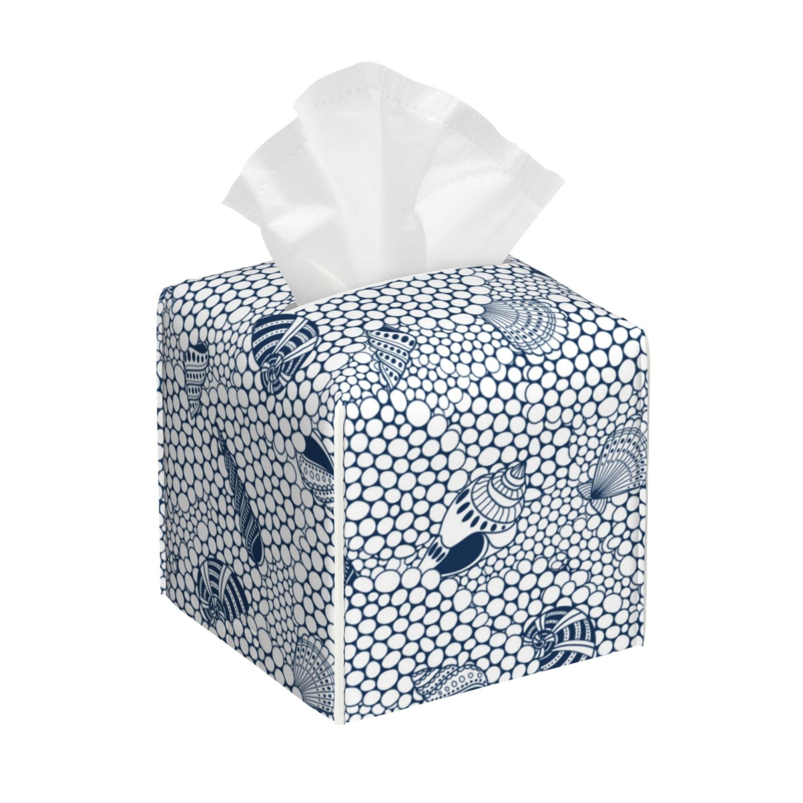 Picia Shells And Sand Pattern Tissue Box Cover,PVC Leather Square ...