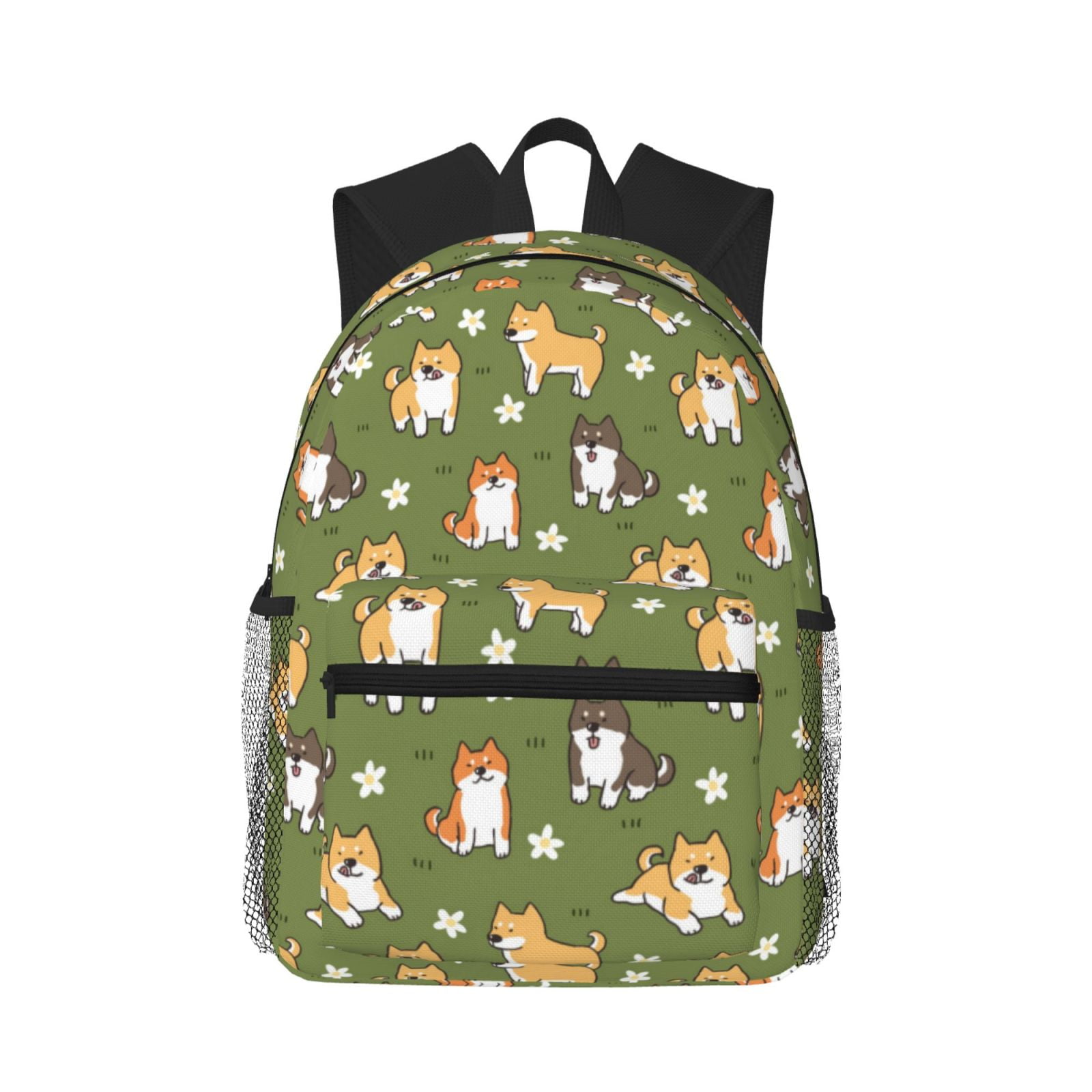 Picia Shiba Inu Dog And Flower Large Capacity Backpack Classic Style ...