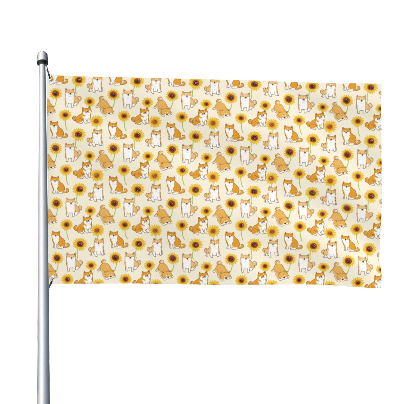Picia Shiba Inu Sunflower Printed Flag ,Shiba Inu Sunflower Pattern ...