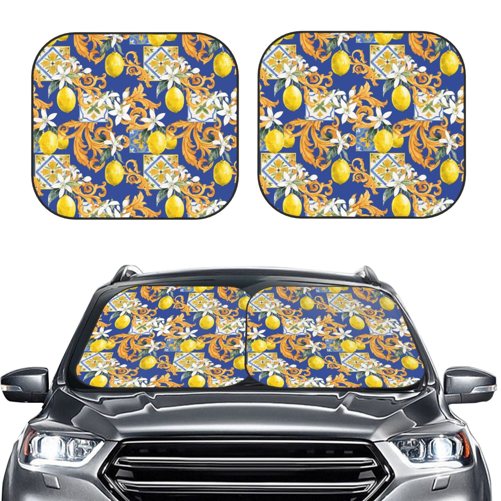 Picia Sicilian Style 2 Piece Car Windshield Sun Shade Foldable ...