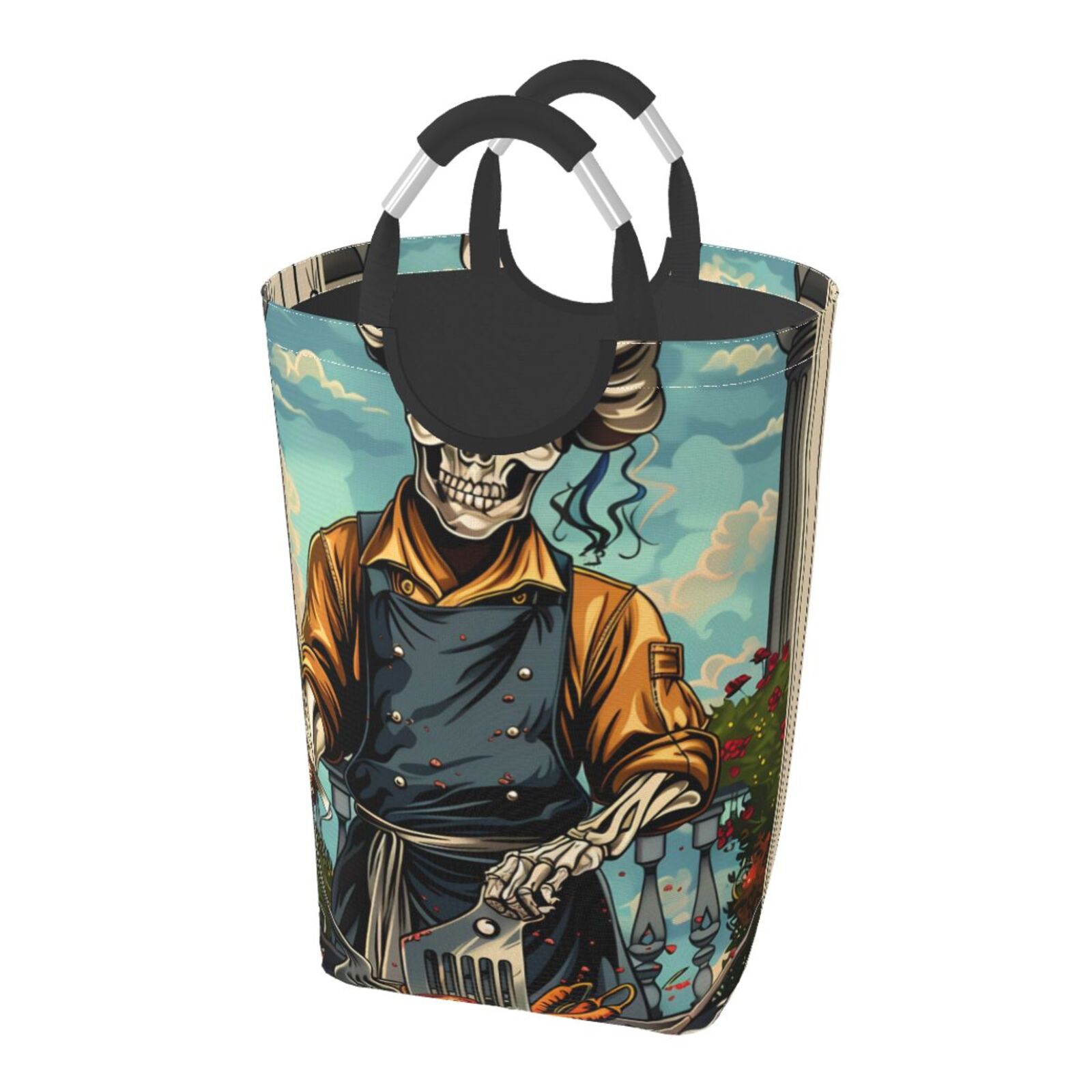 Picia Skeleton Chef BBQ Scene Laundry Basket With Handles Laundry ...