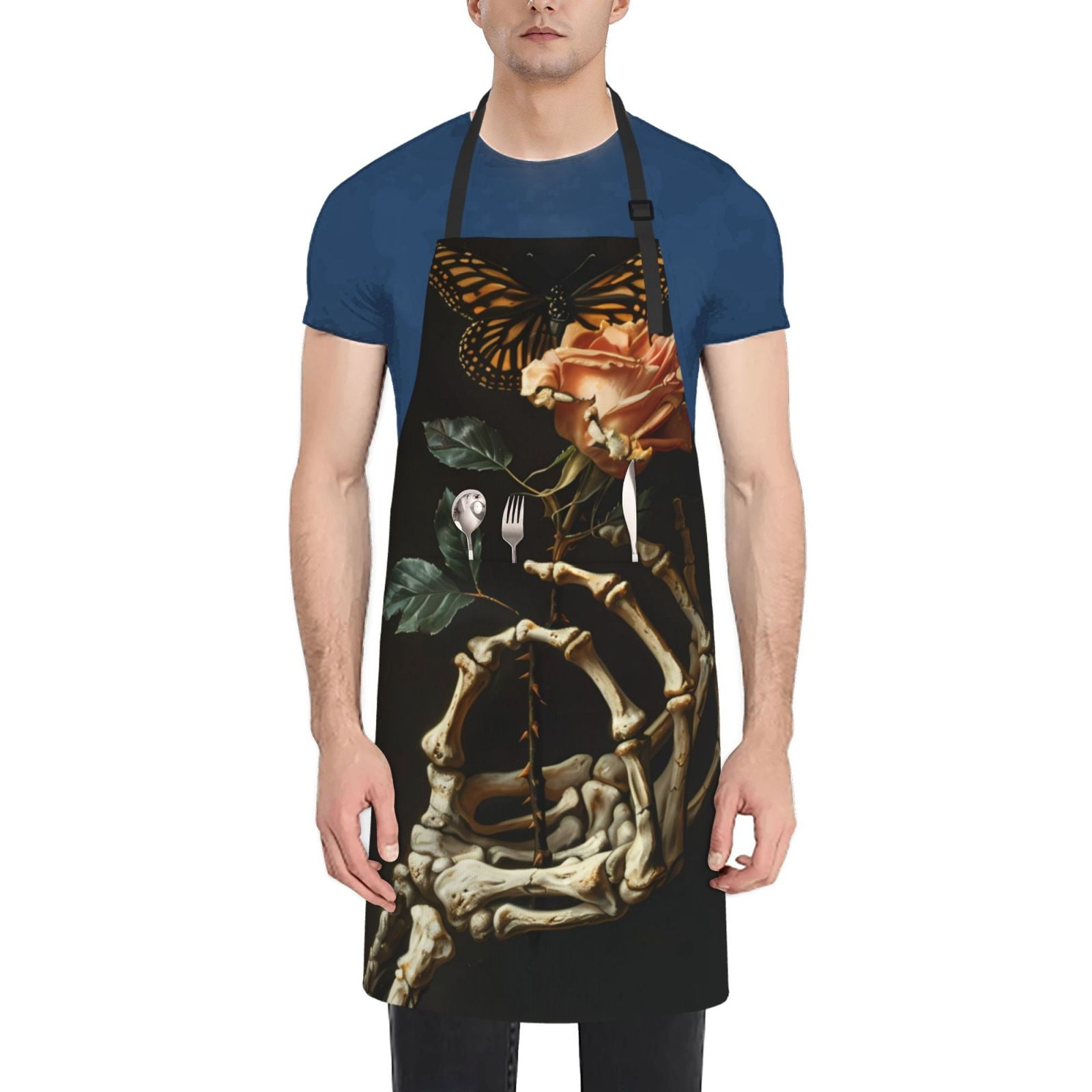 Picia Skeleton Hand Rose Butterfly Waterproof Apron for Unisex Adult ...