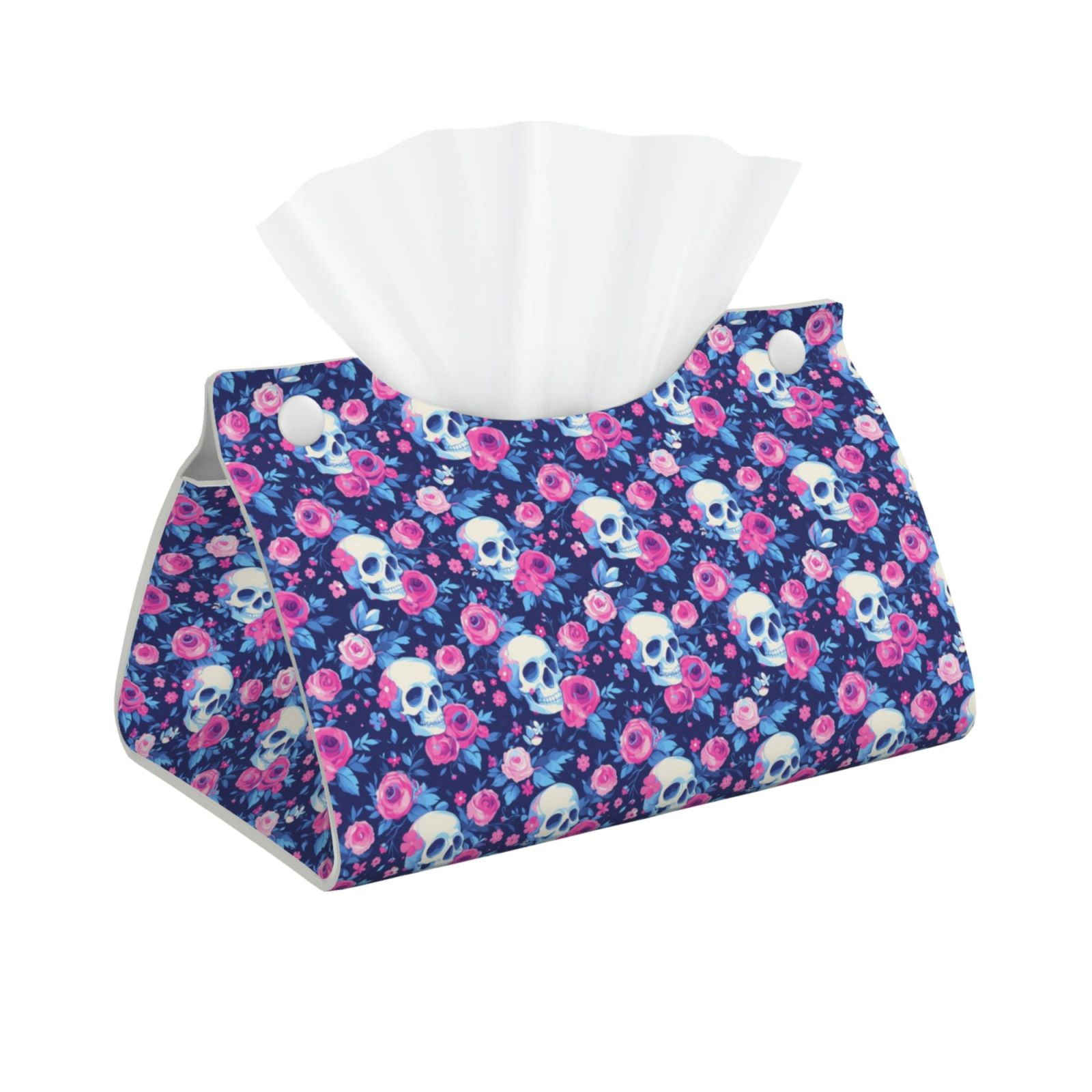Picia Skull Flower Pattern Long Tissue Box Cover,PVC Leather Triangle ...