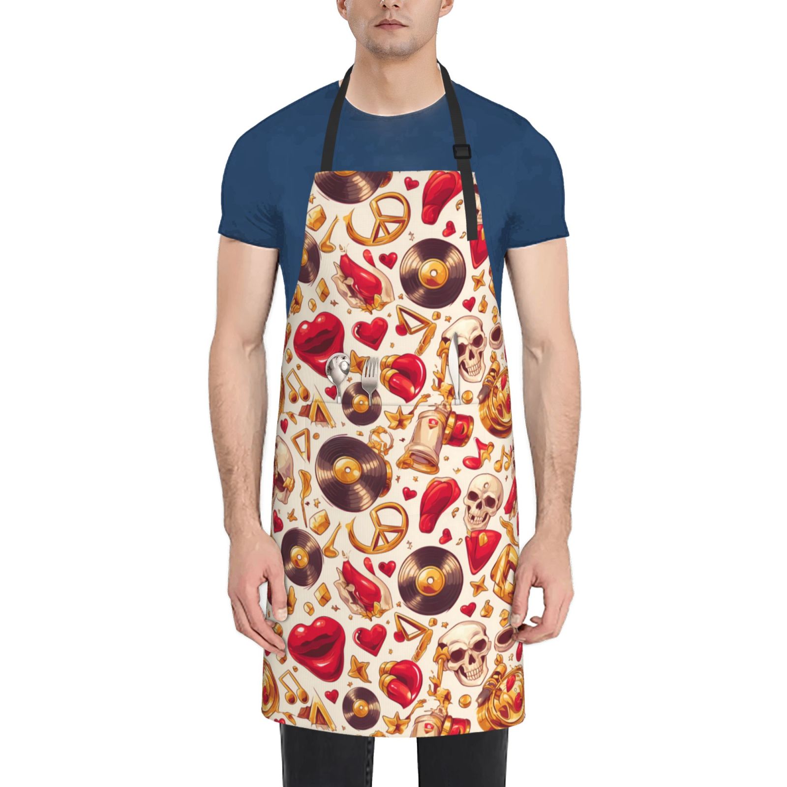 Picia Skull Retro record lips Waterproof Apron for Unisex Adult ...