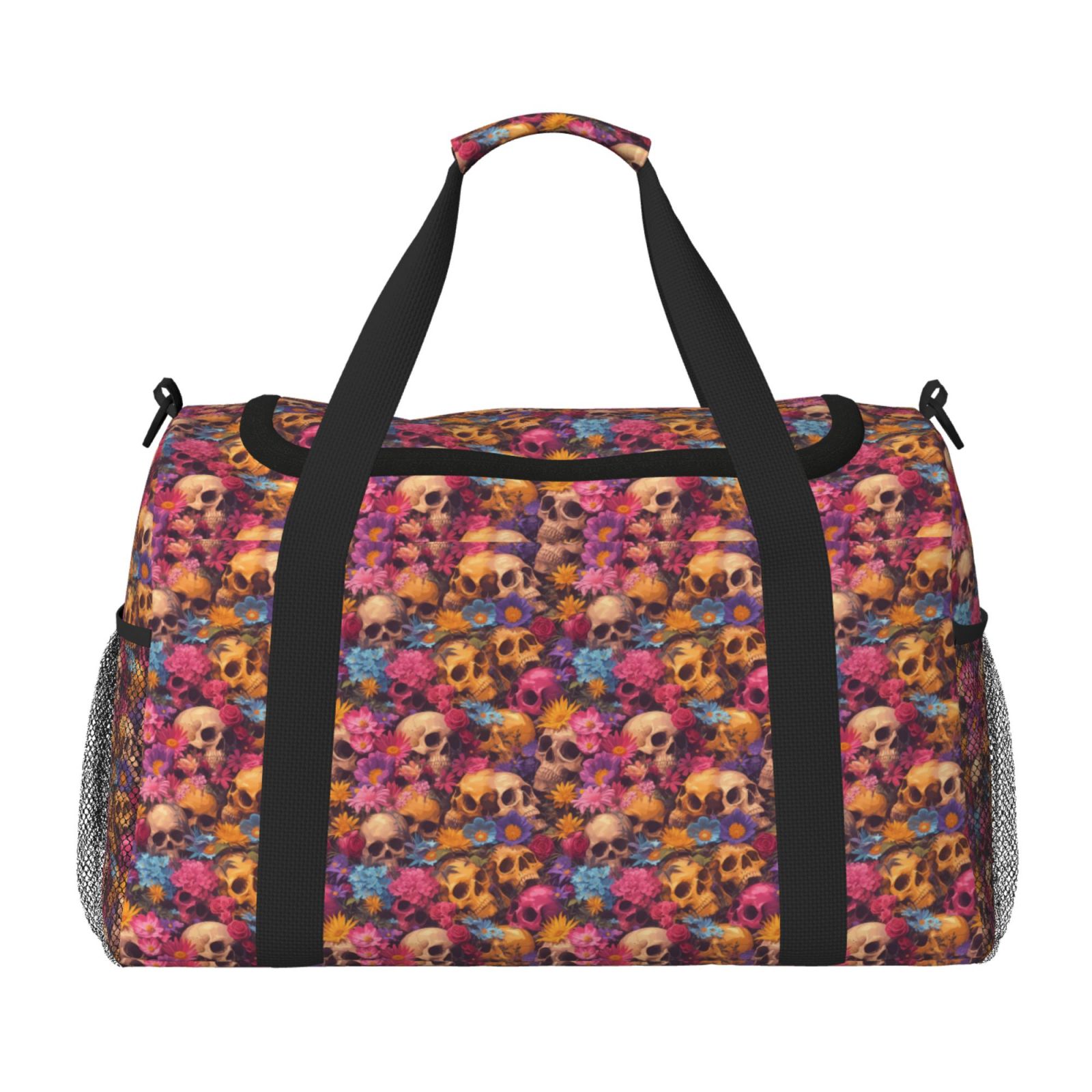 Picia Skull blue daisy flower Print Travel Duffle Bag,Weekender Bags ...