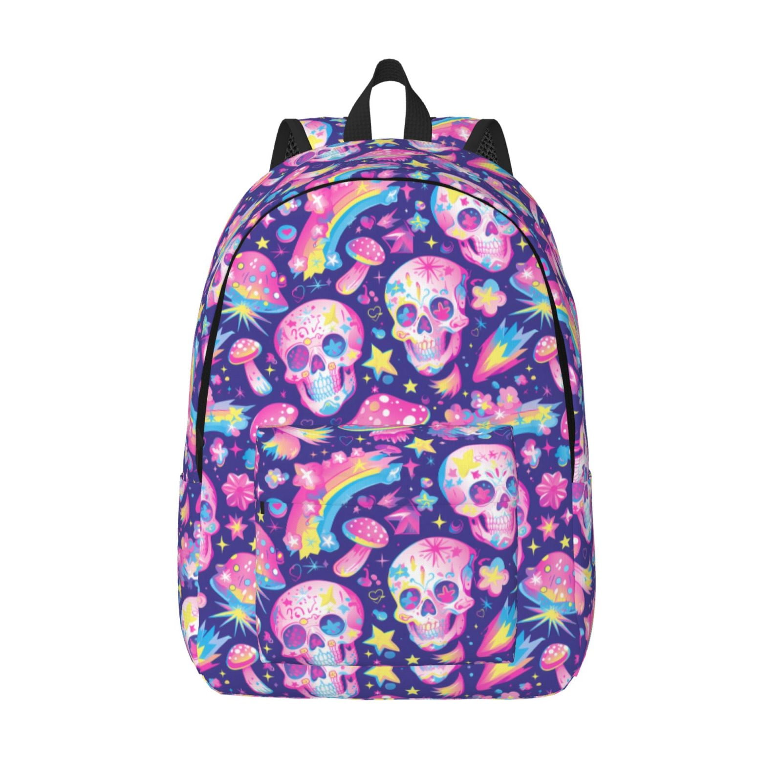 Picia Skull rainbow mushroom colorful Printed Canvas Daypack - Stylish ...