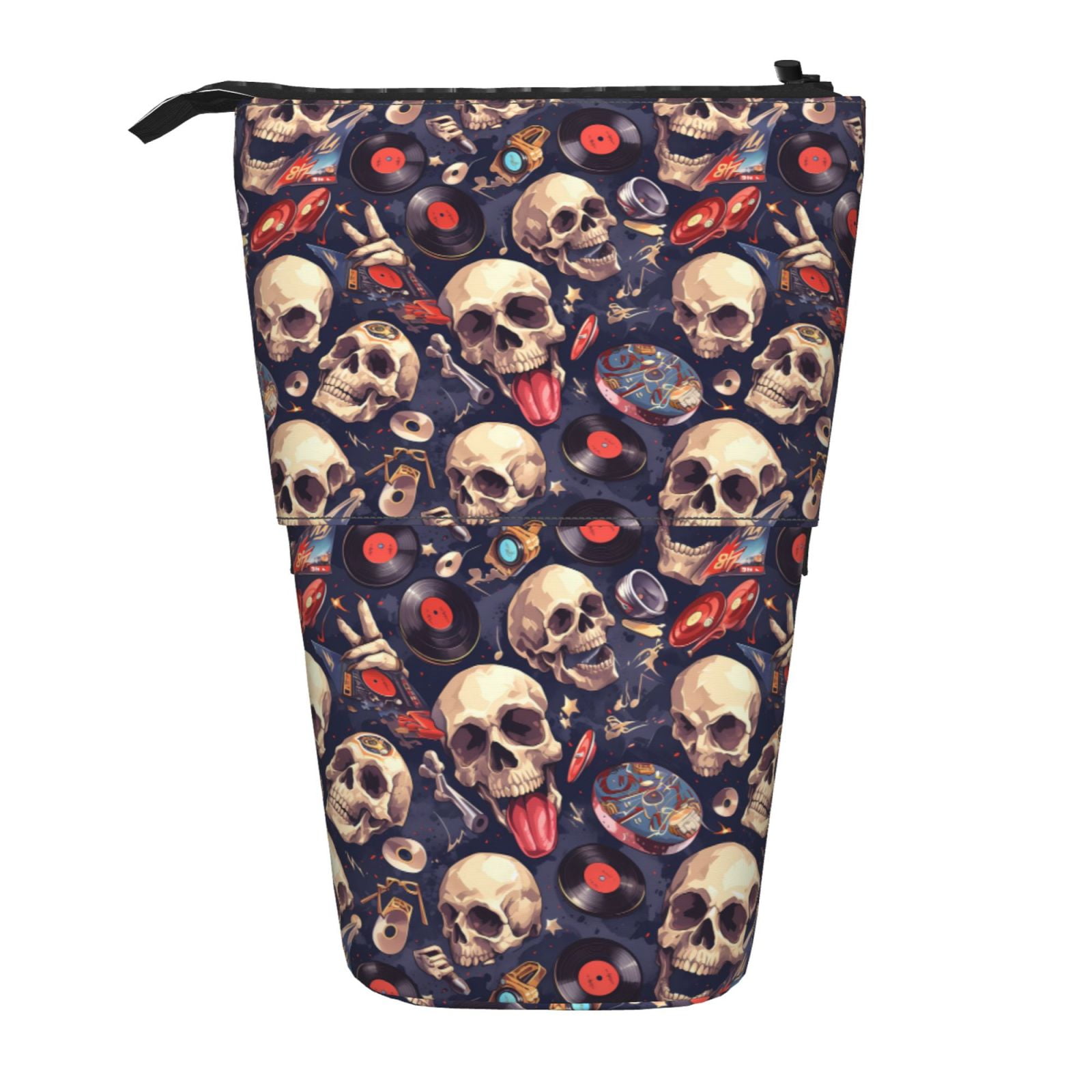 Picia Skull record rock Print Telescopic Pencil Case, Telescopic Pen ...