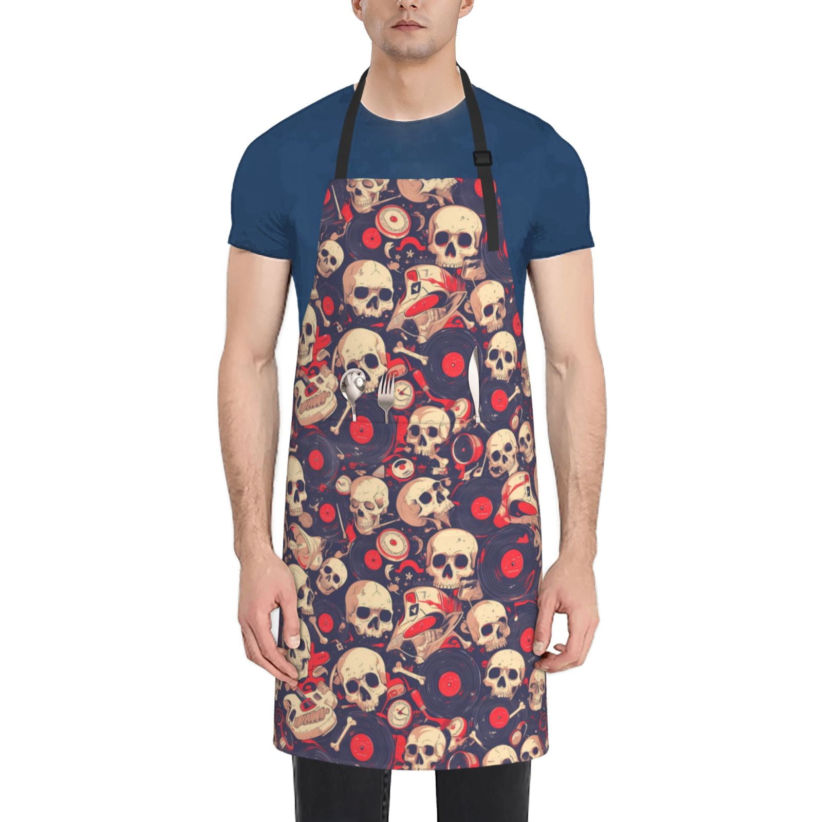 Picia Skull rock music record Waterproof Apron for Unisex Adult ...