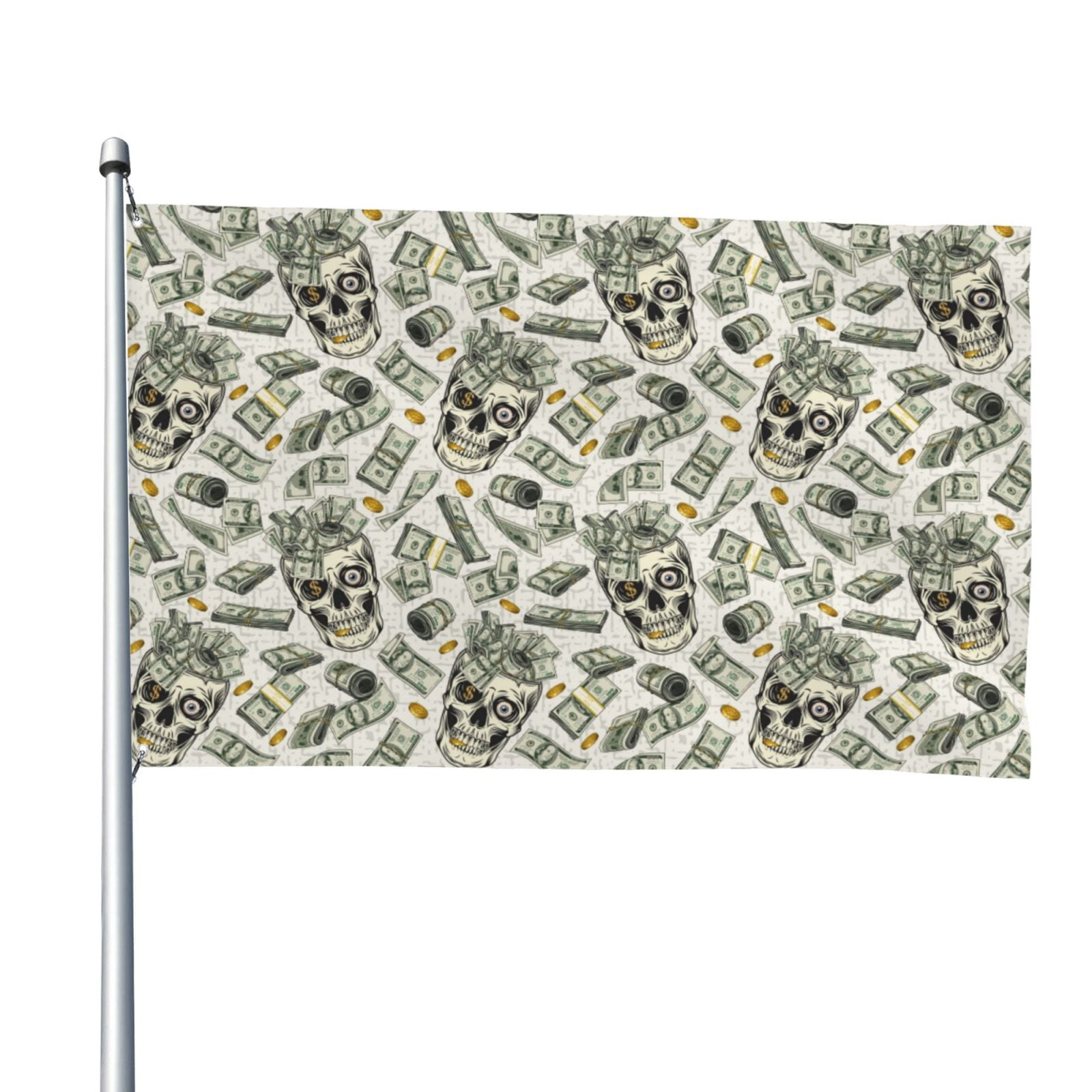 Picia Skull with Cash Printed Flag ,Skull with Cash Pattern Garden Flag ...