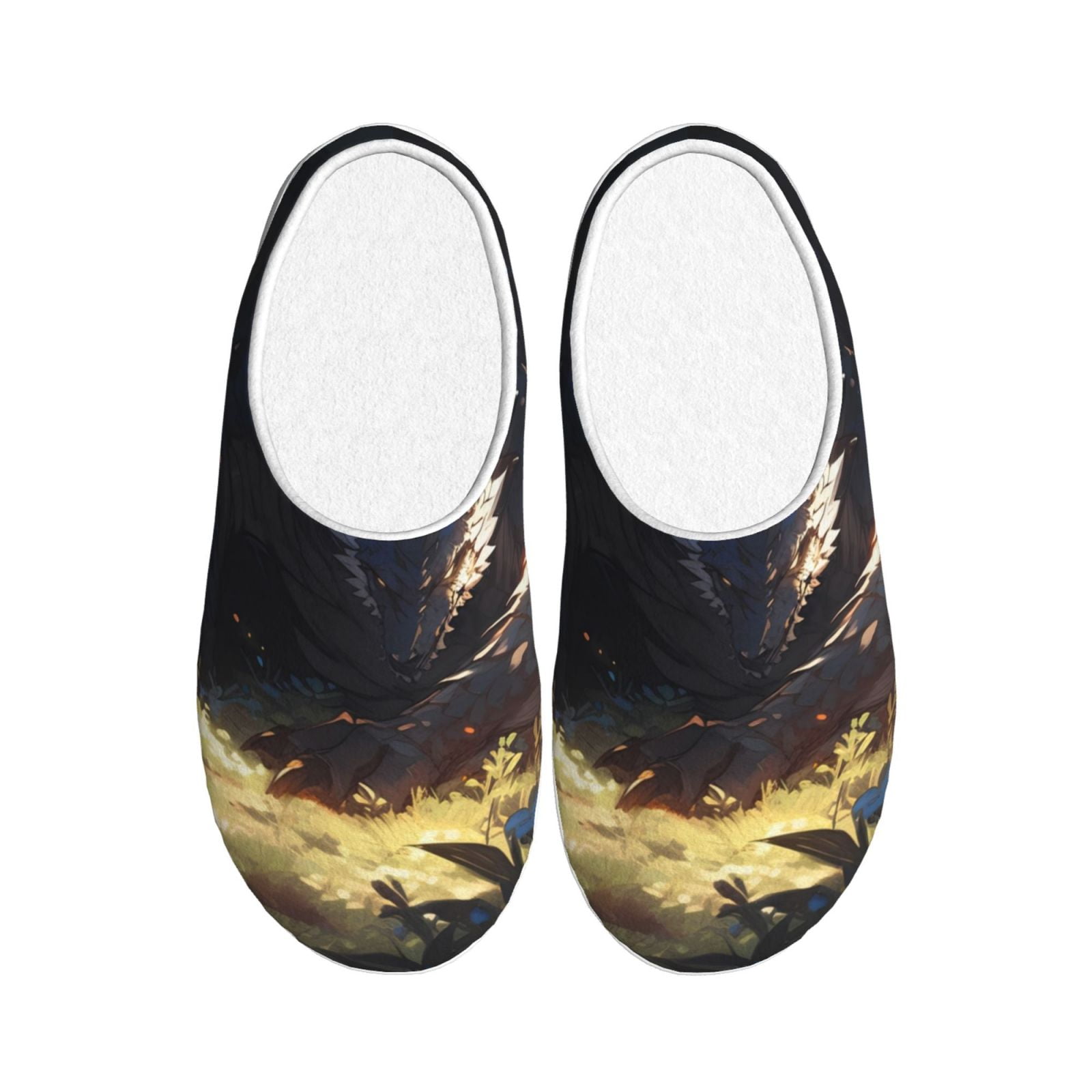 Picia Sleeping Dragon In Forest for Women's Lamb-hug Comfy Fleece House Slippers Memory Foam ...