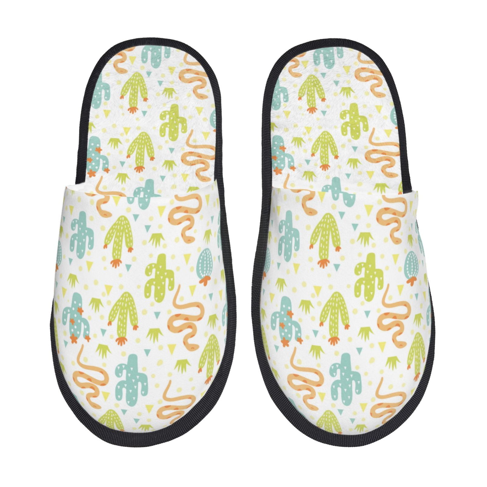 Picia Snake And Cactus Print Women's Fuzzy Fluffy House Slippers Plush ...