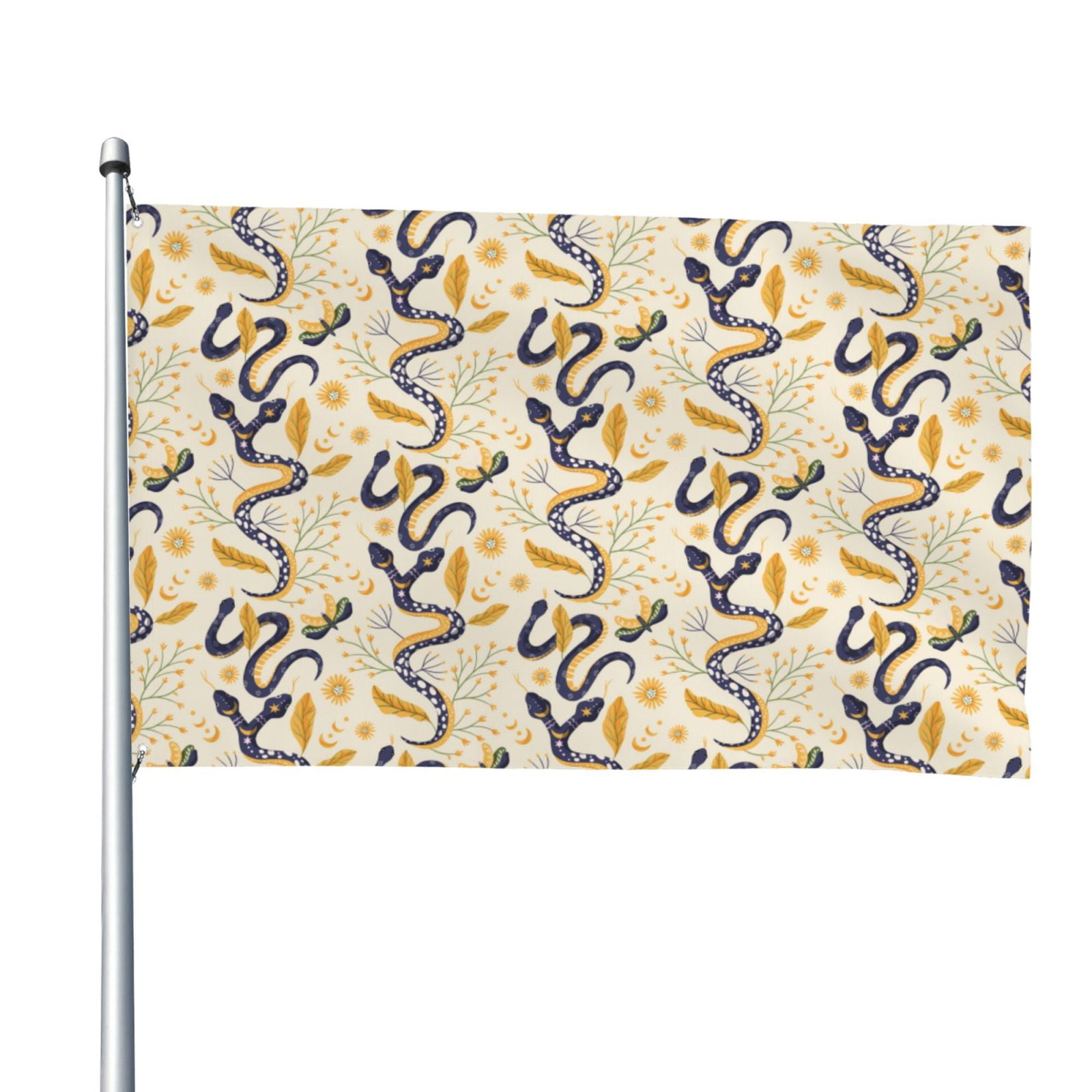 Picia Snake And Floral Printed Flag ,Snake And Floral Pattern Garden ...