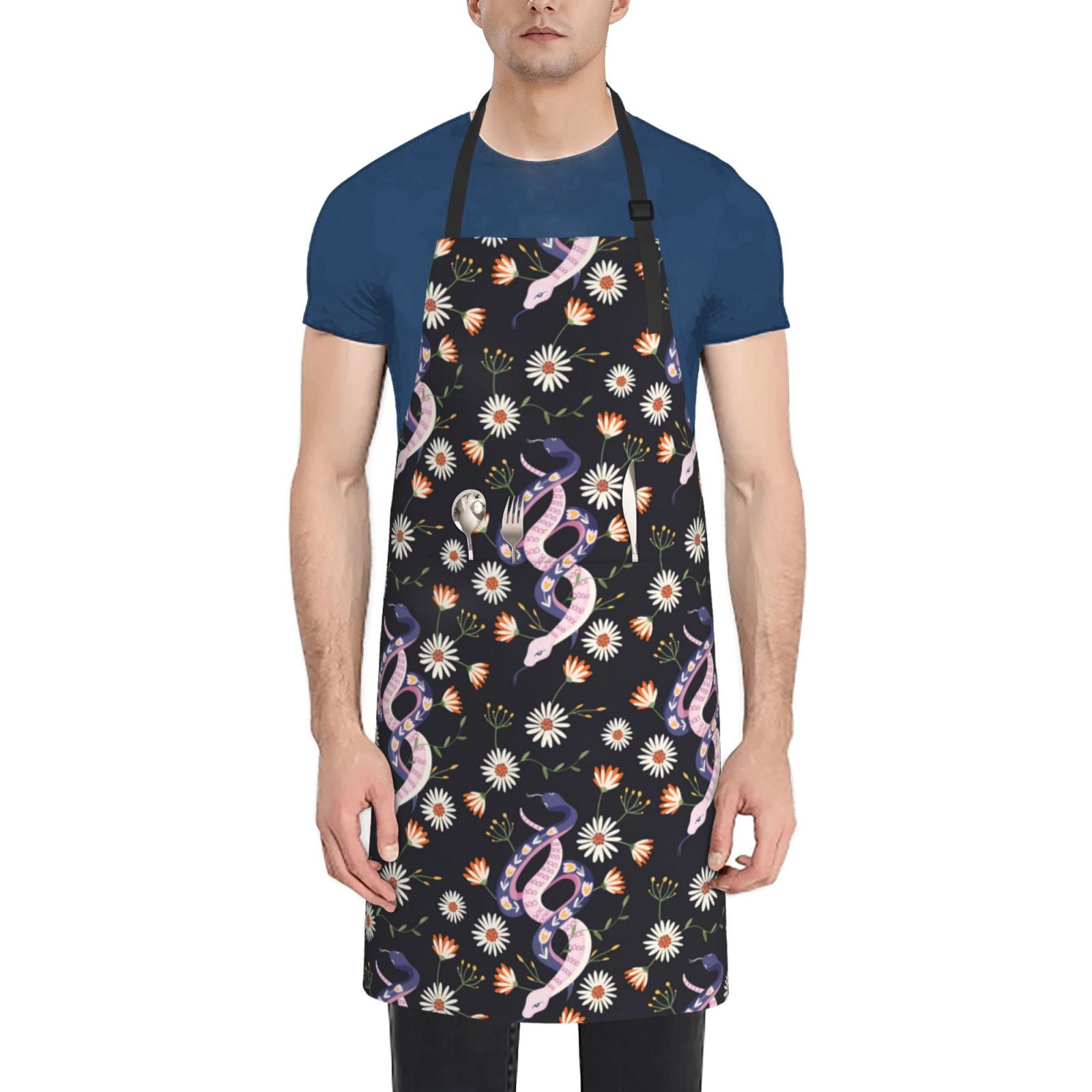 Picia Snake And Floral1 Waterproof Apron for Unisex Adult - Adjustable ...