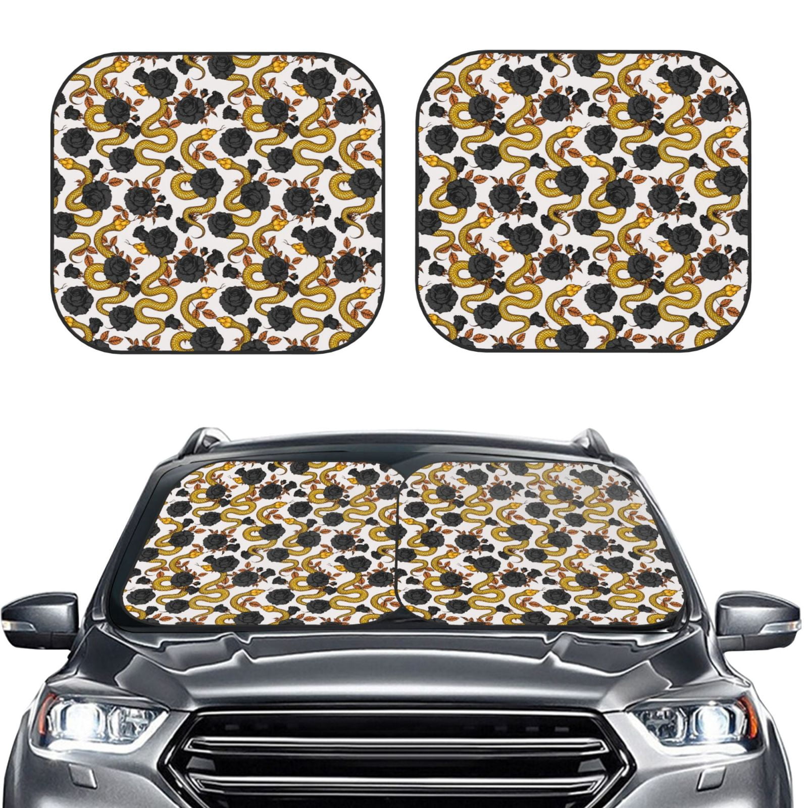 Picia Snake And Rose 2 Piece Car Windshield Sun Shade Foldable ...