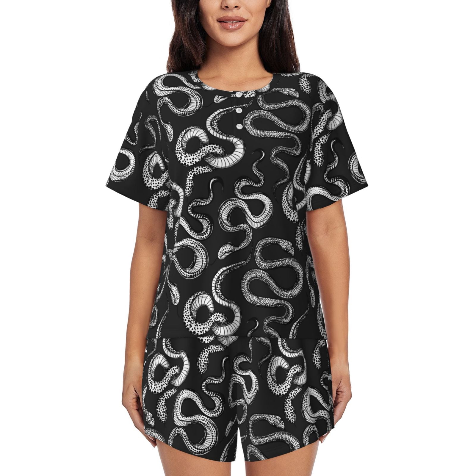 Picia Snake Pajamas Sets for Women Soft Short-Sleeved Pjs with Lounge ...