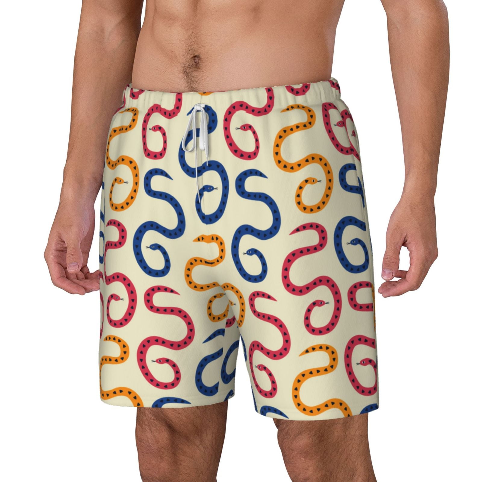 Picia Snake pattern Mens Swim Trunks with Compression Liner Stretch ...
