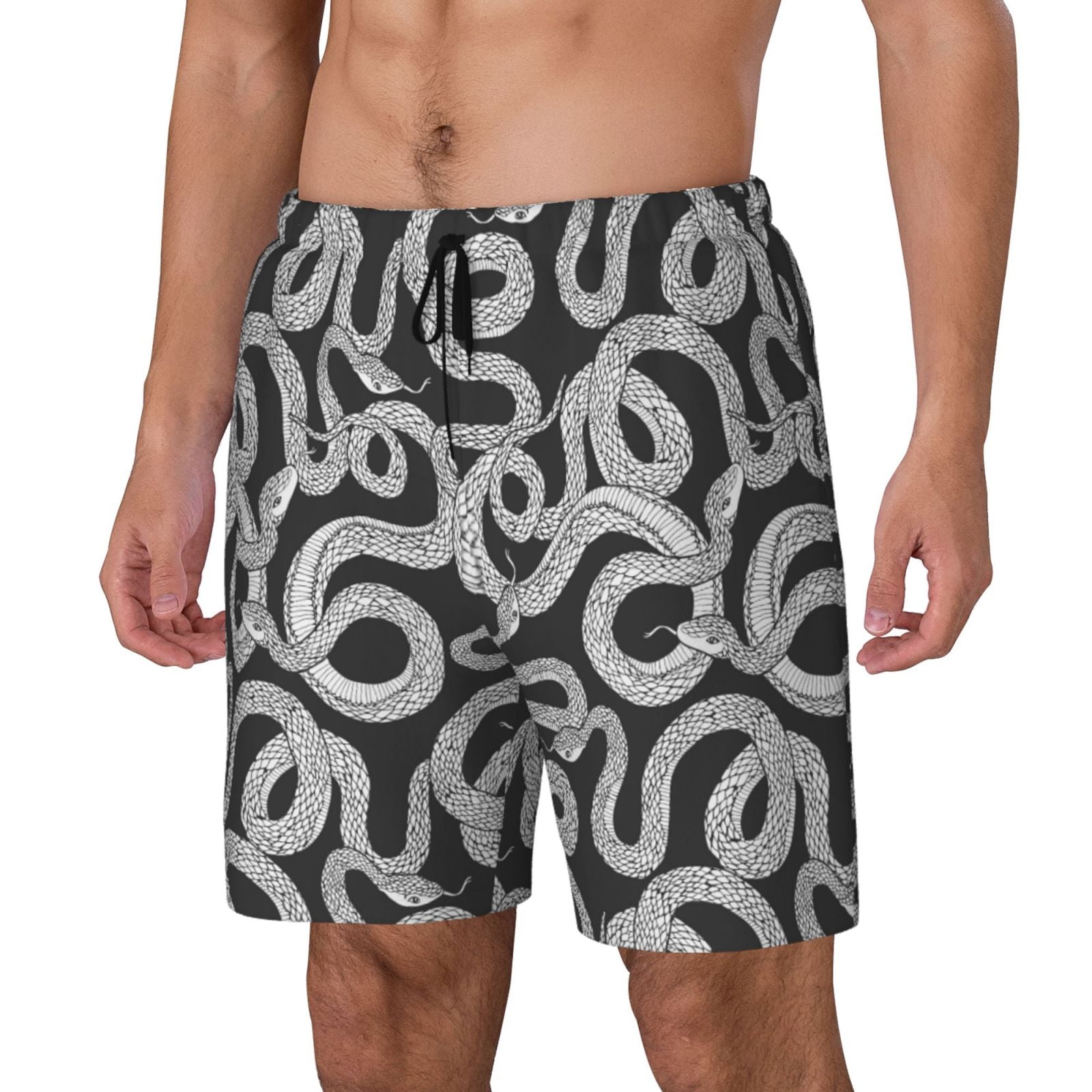 Picia Snake pattern Mens Swim Trunks with Compression Liner Stretch ...