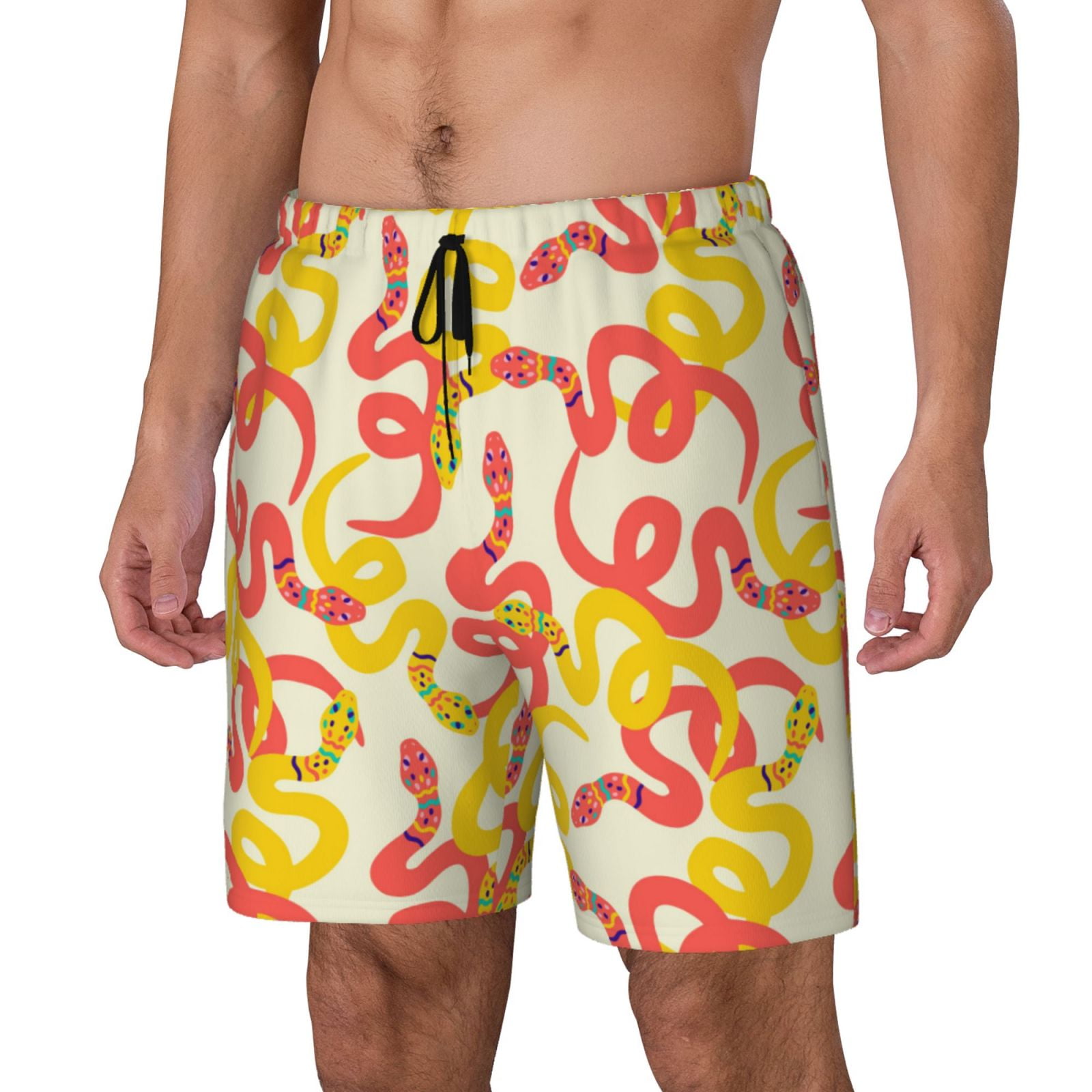 Picia Snake pattern Mens Swim Trunks with Compression Liner Stretch ...