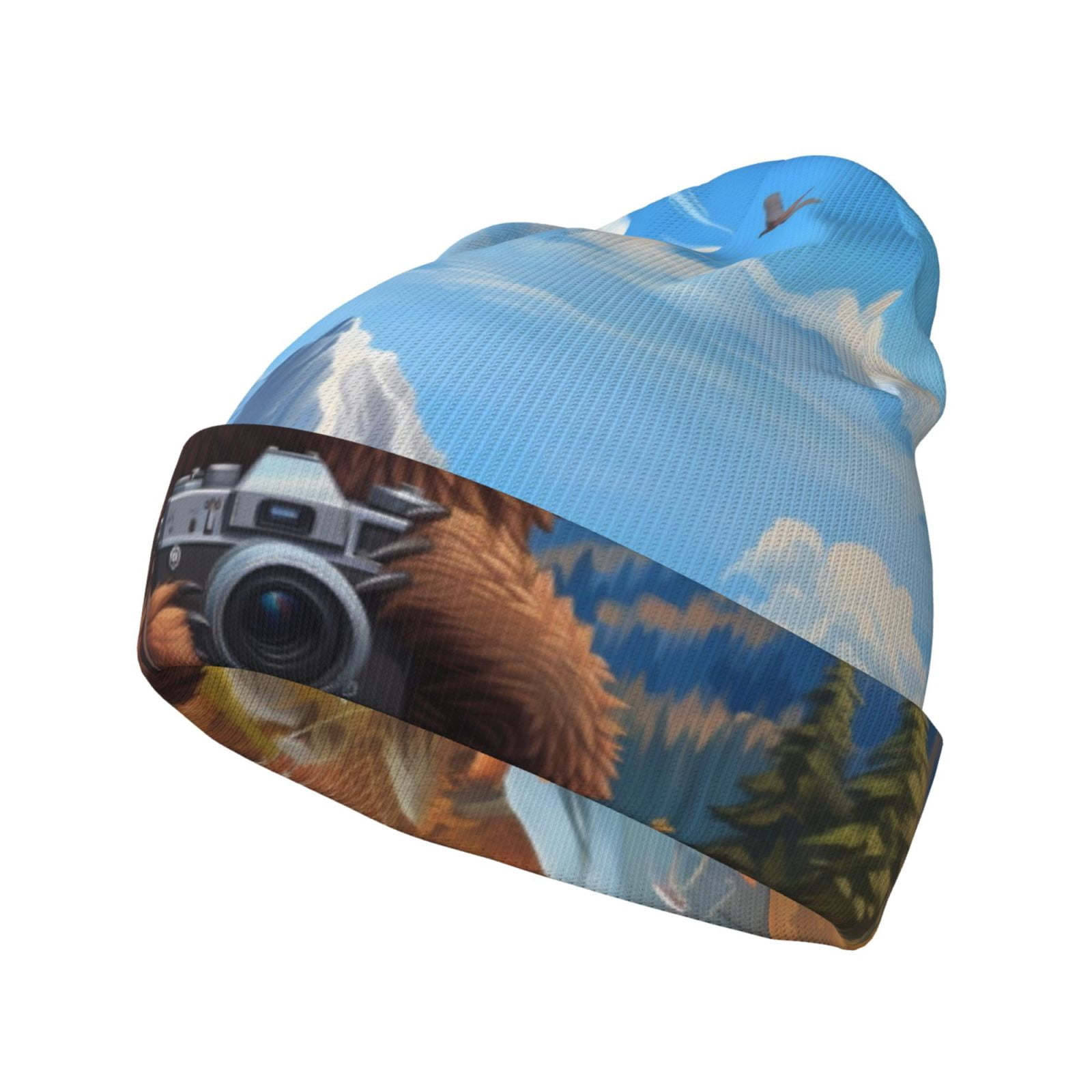 Picia Snowy Mountain Photography Bear Pattern Knitted Beanie Hat for ...