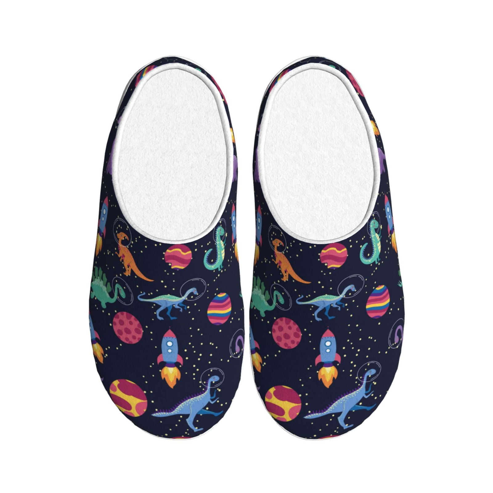 Picia Space Dinosaur for Women's Lamb-hug Comfy Fleece House Slippers ...