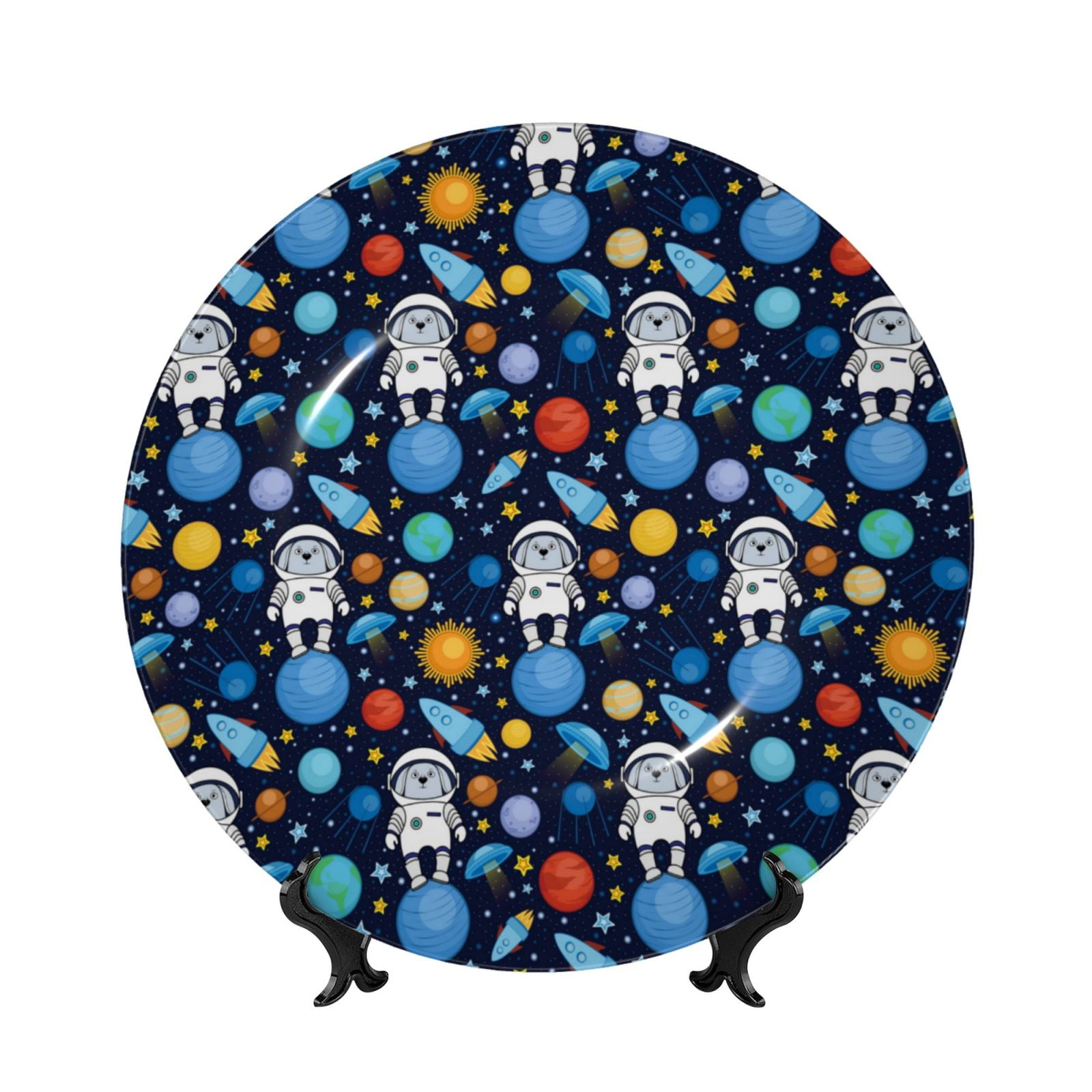 Picia Space Dog Pattern Bone China Decorative Plate – Wall Decor with ...
