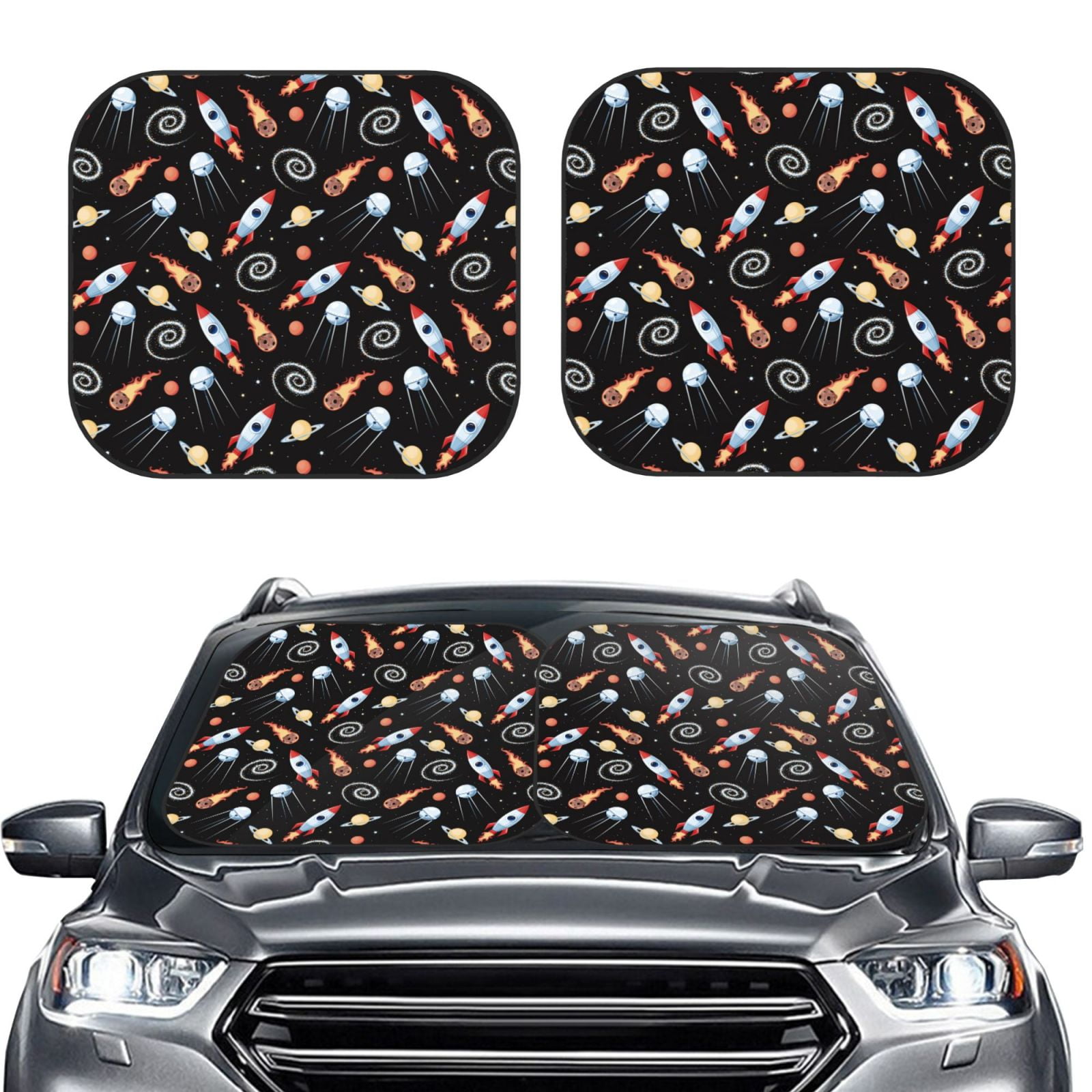 Picia Space Rocket 2 Piece Car Windshield Sun Shade Foldable | Foldable ...