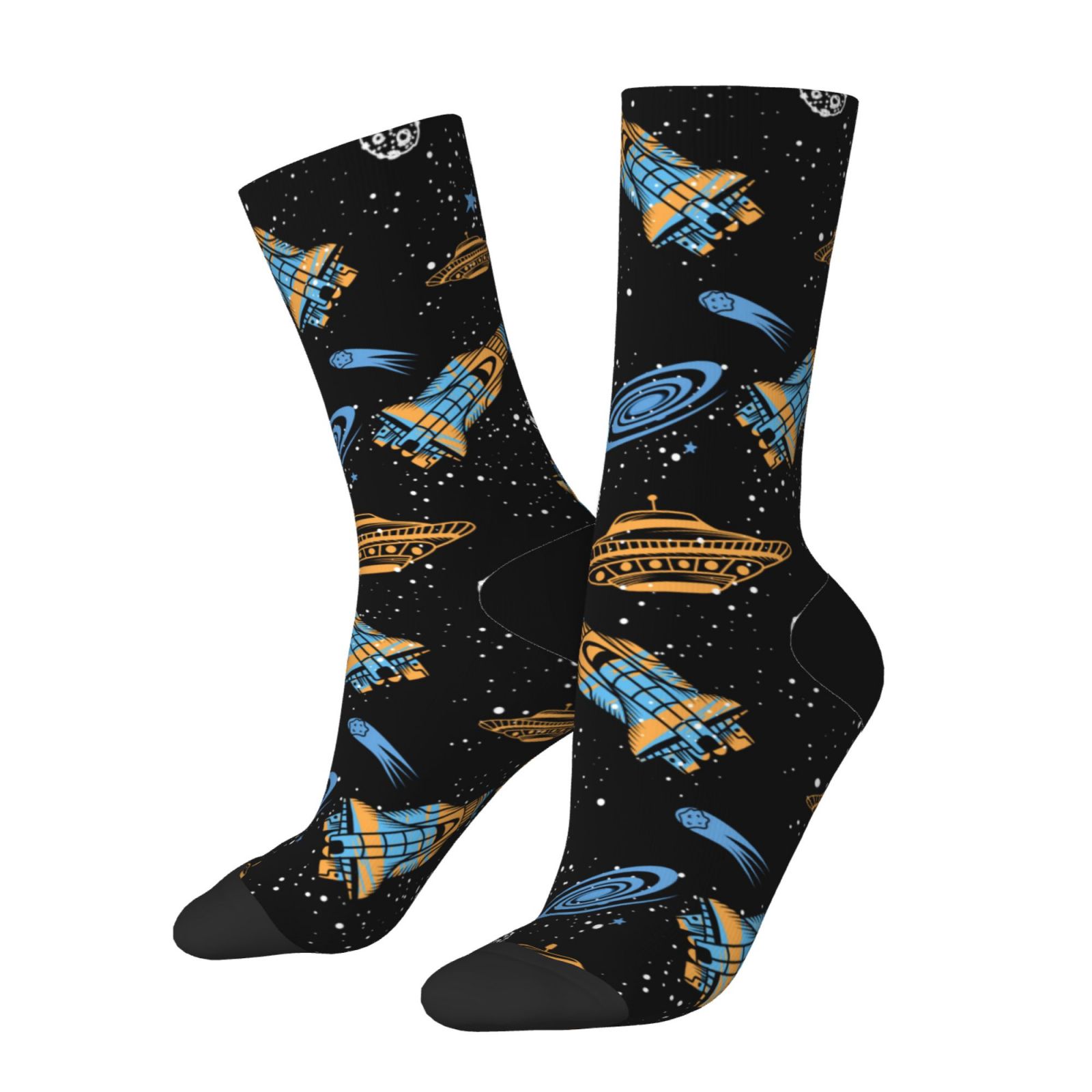 Picia Space Rocket Print Athletic Socks for Men & Women – Cushioned ...