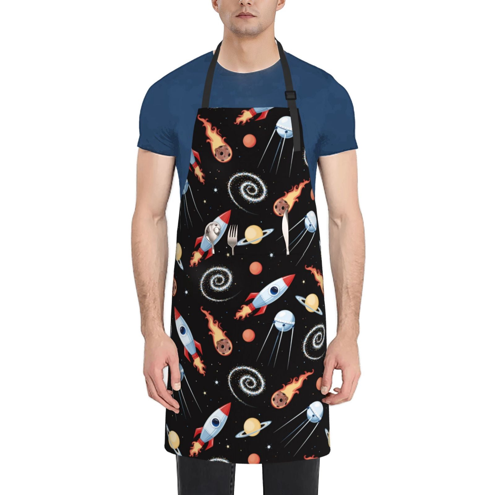 Picia Space Rocket Waterproof Apron for Unisex Adult - Adjustable Bib ...