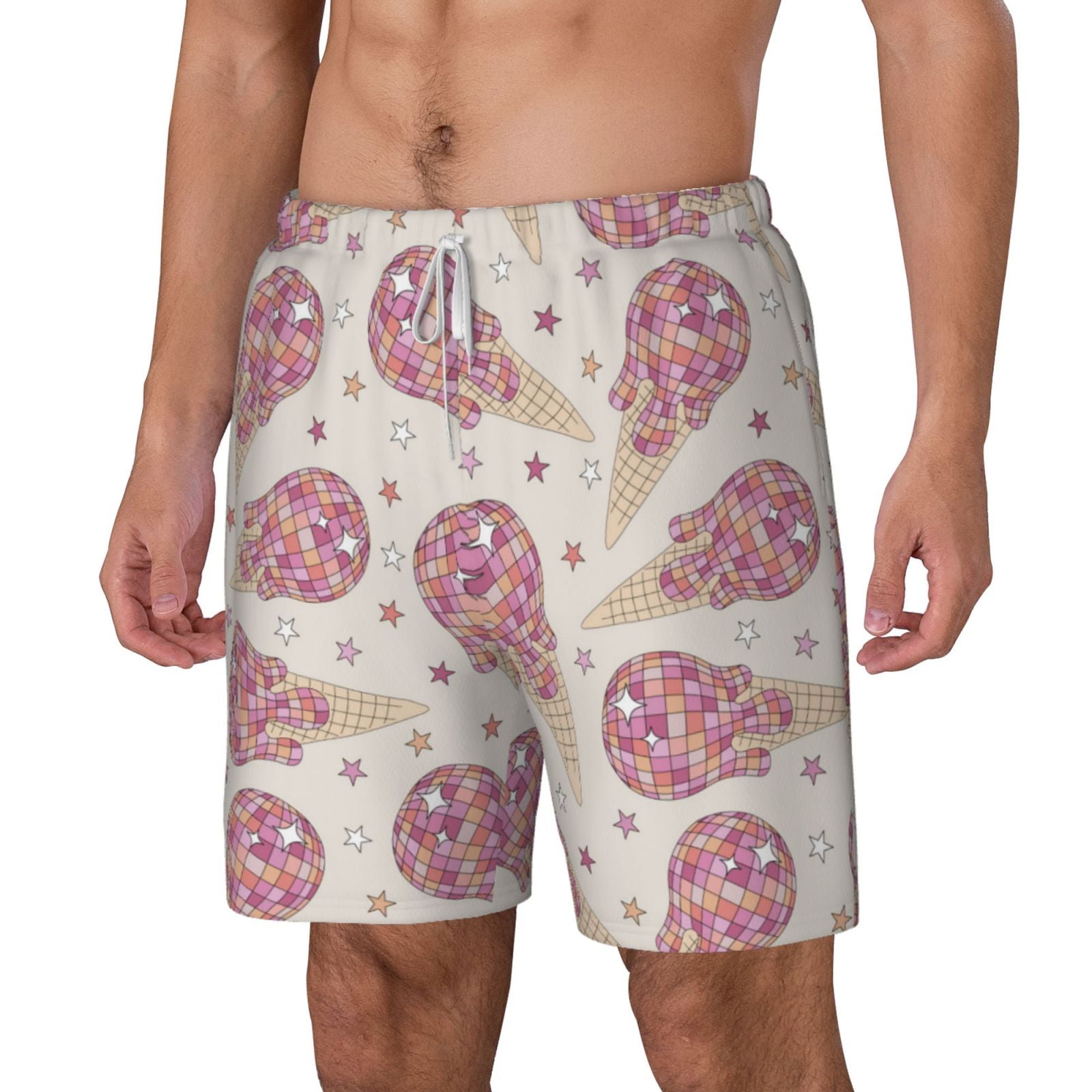 Picia Sparkling Ice Cream pattern Mens Swim Trunks with Compression ...
