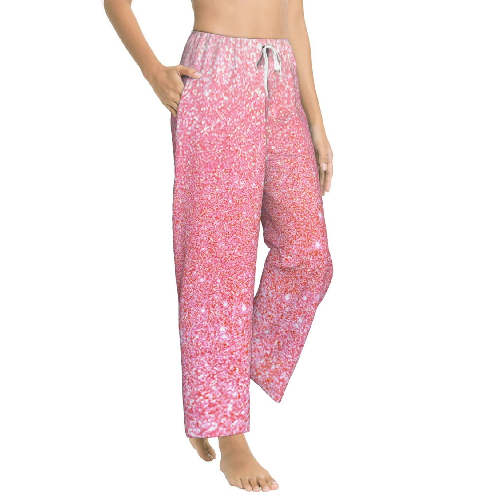 Picia Sparkly Pink Glitter Womens Soft Woven Cotton Elastic Waistband ...