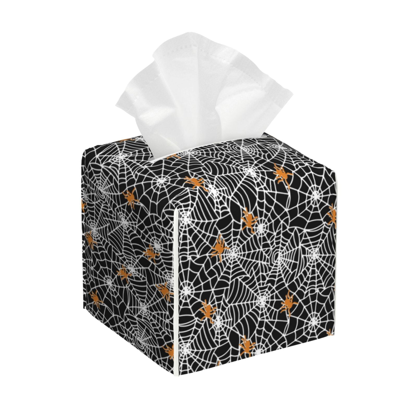 Picia Spider Cobweb Pattern Tissue Box Cover,PVC Leather Square Holder ...